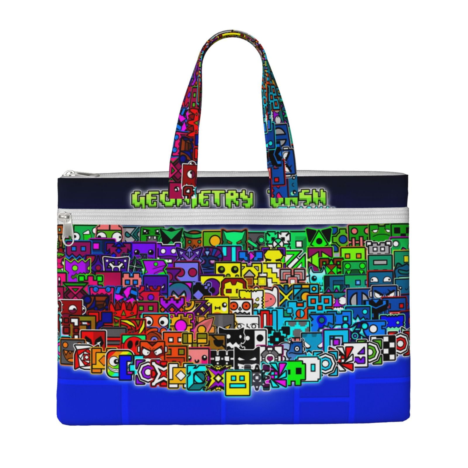 Saiise Geometry Dash Print Zipper Document File Bag Pouch with Handle ...