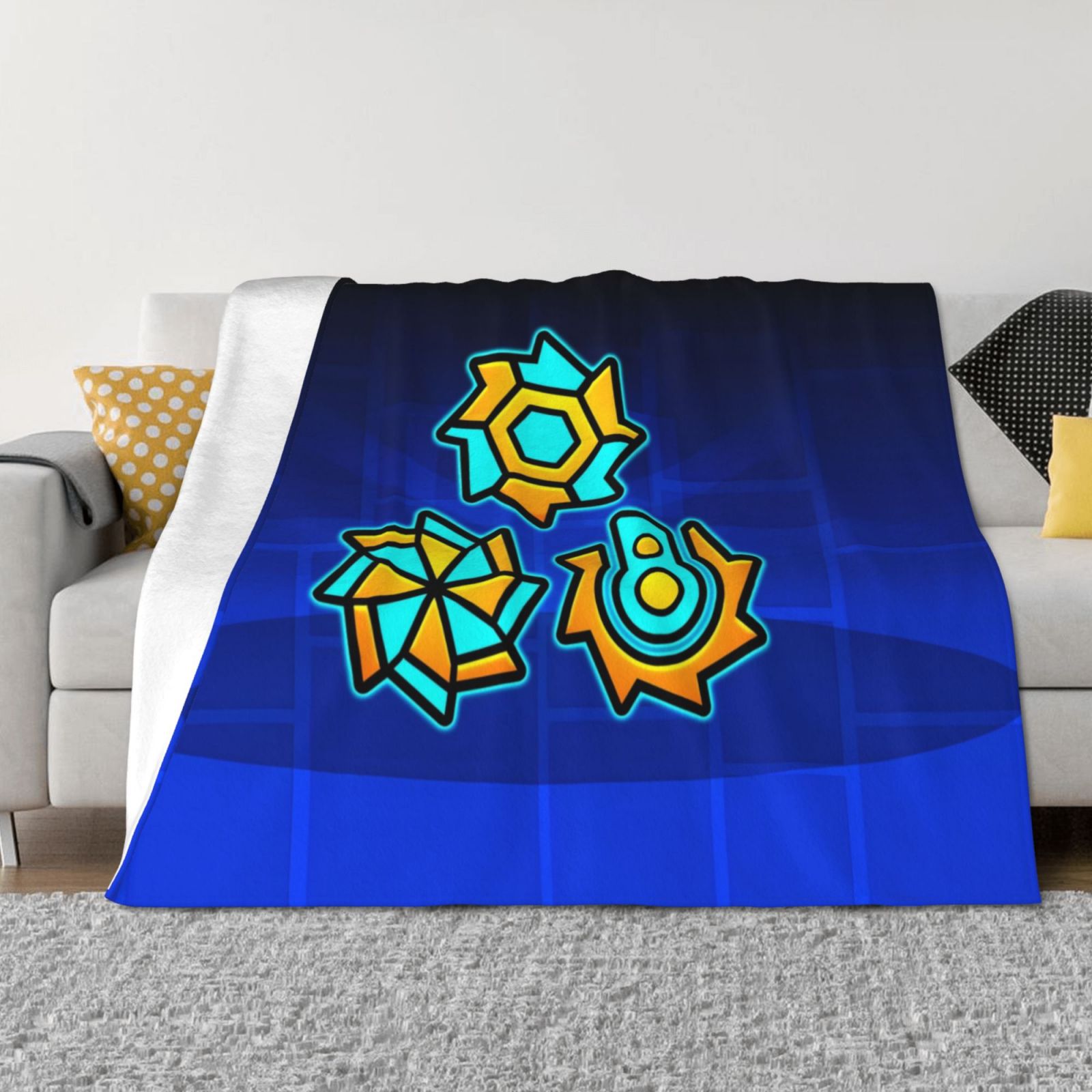 Saiise Geometry Dash Throw Blanket 40"x30" ,Soft Lightweight Cozy All ...
