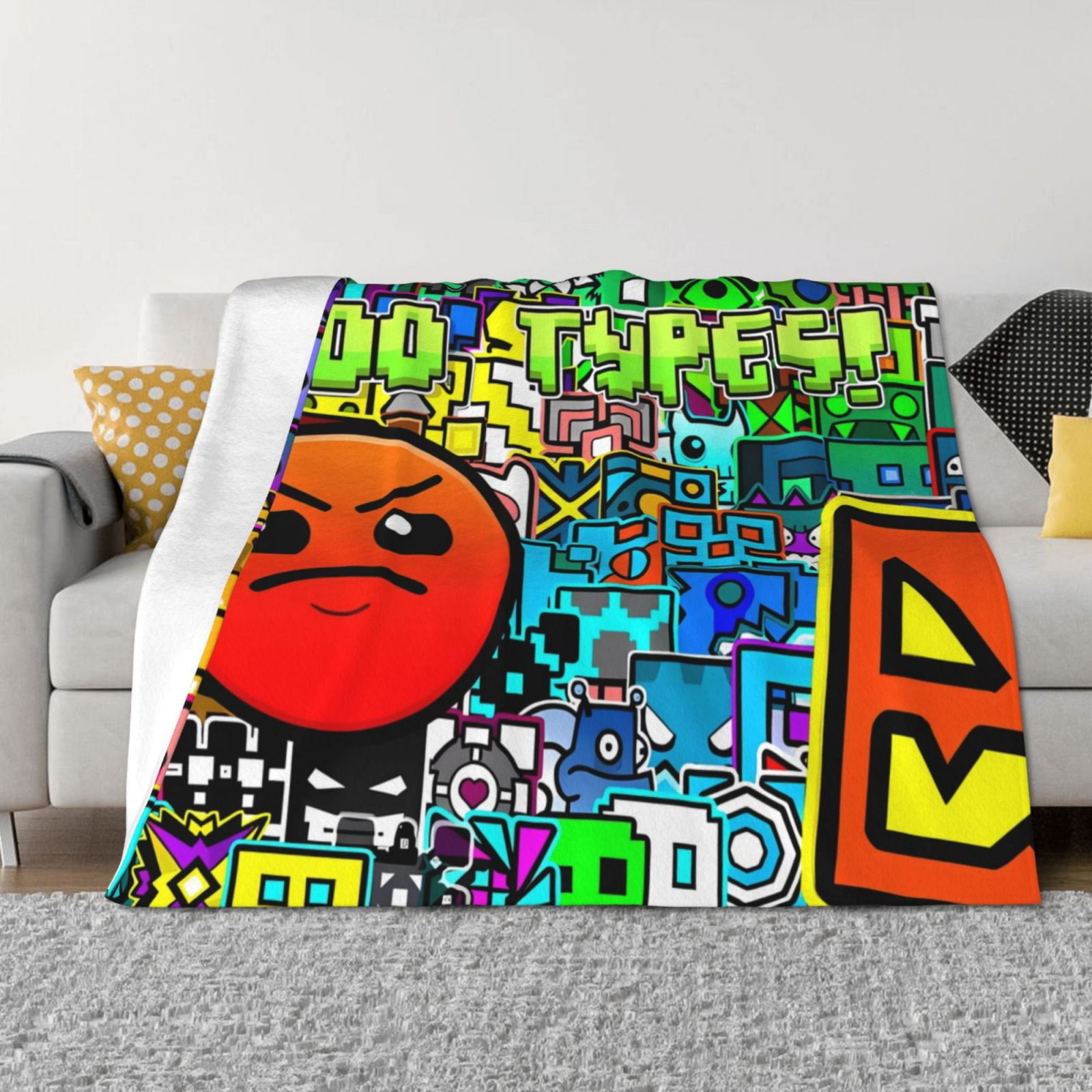 Saiise Geometry Dash Throw Blanket 50"x40" ,Soft Lightweight Cozy All ...
