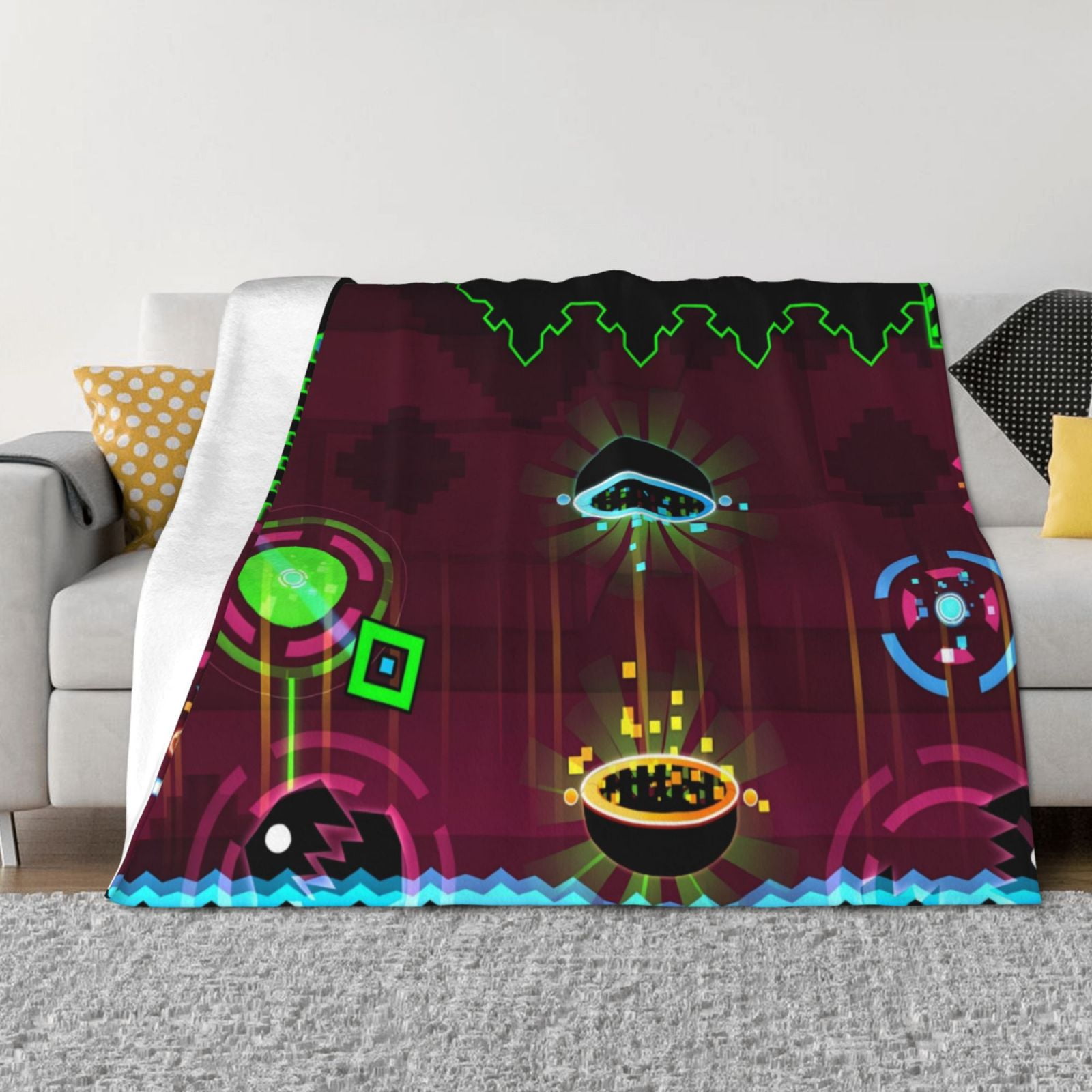 Saiise Geometry Dash Throw Blanket 50"x40" ,Soft Lightweight Cozy All ...
