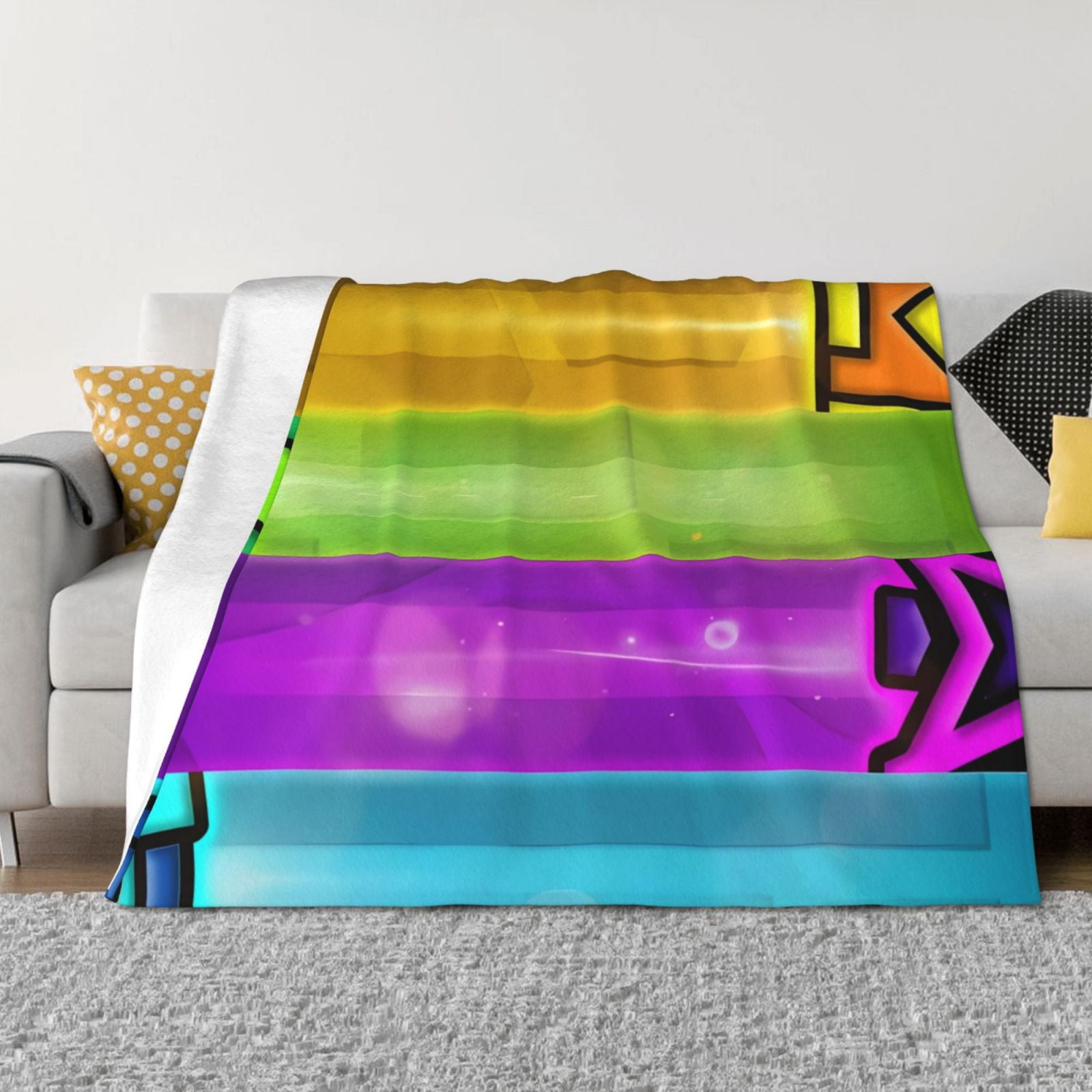 Saiise Geometry Dash Throw Blanket 50"x40" ,Soft Lightweight Cozy All ...