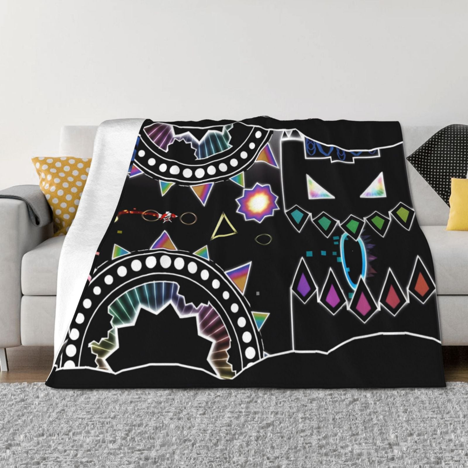 Saiise Geometry Dash Throw Blanket 50"x40" ,Soft Lightweight Cozy All ...