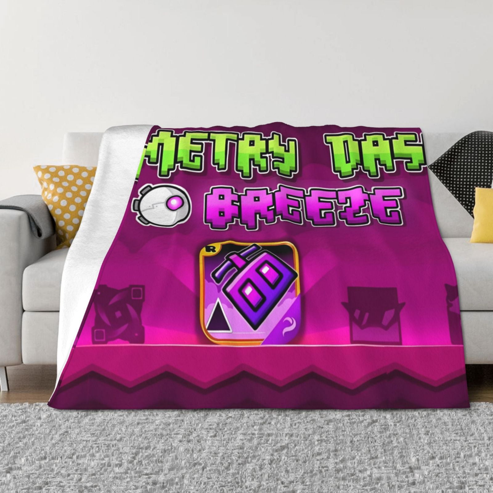 Saiise Geometry Dash Throw Blanket 50"x40" ,Soft Lightweight Cozy All ...