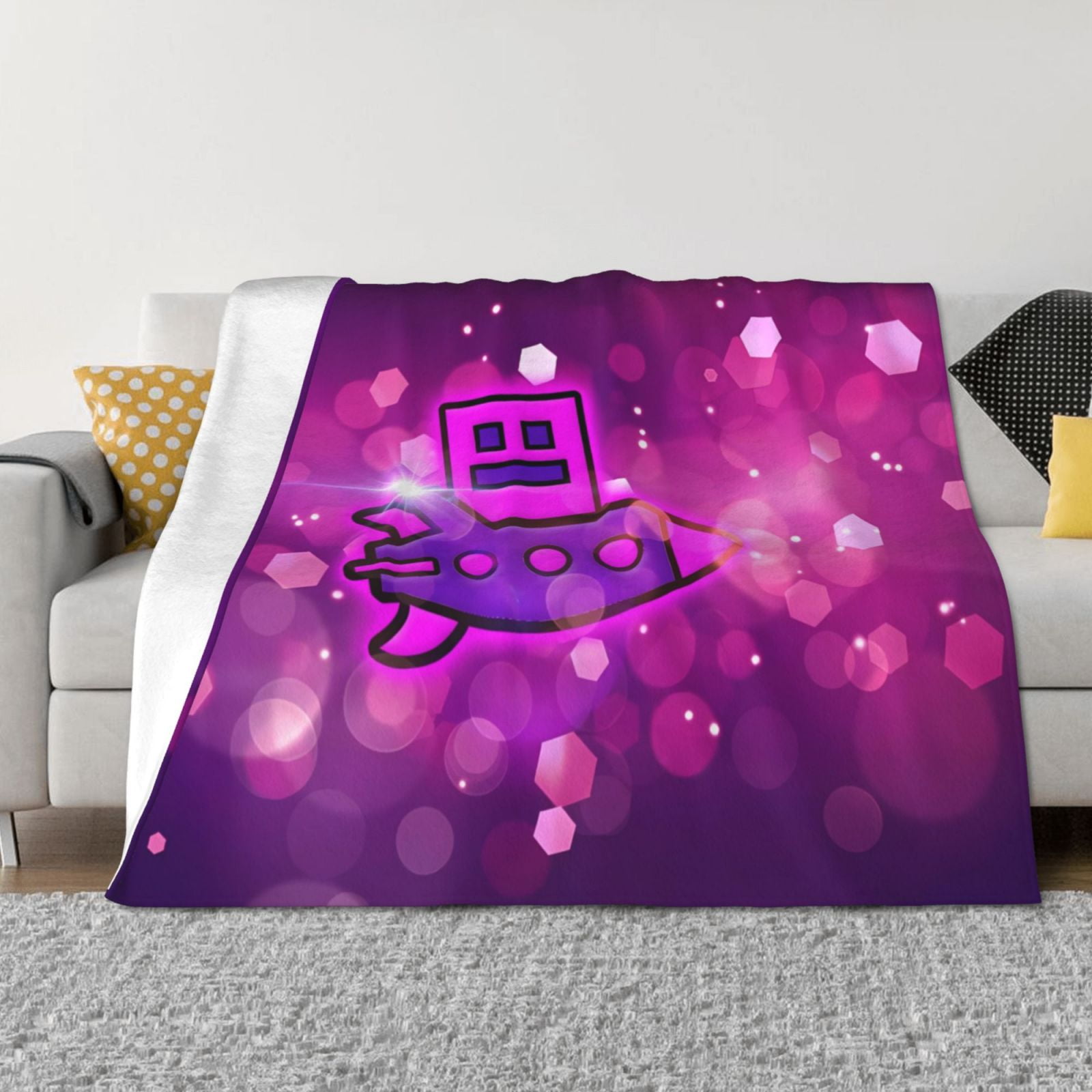 Saiise Geometry Dash Throw Blanket 60"x50" ,Soft Lightweight Cozy All ...