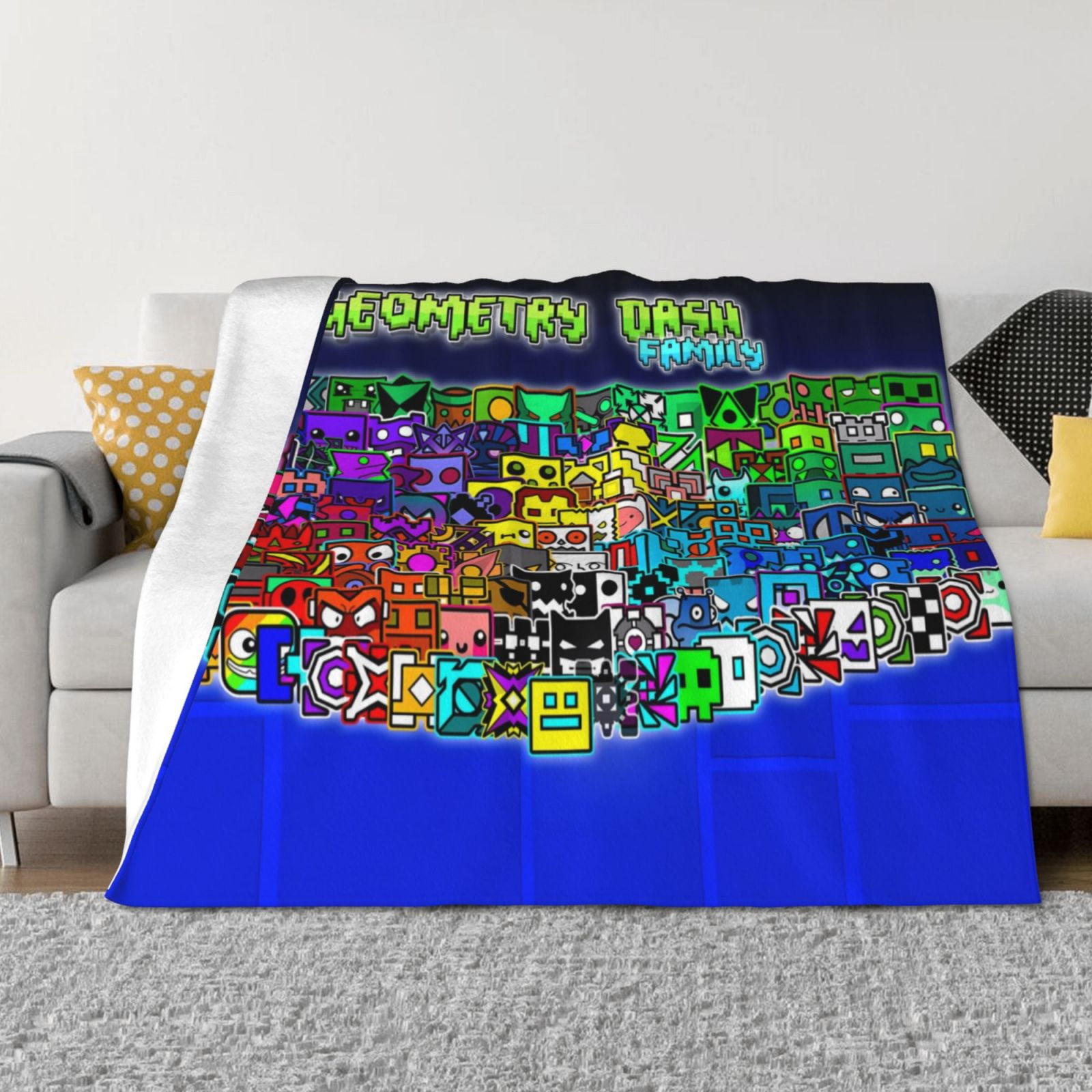 Saiise Geometry Dash Throw Blanket 80"x60" ,Soft Lightweight Cozy All ...