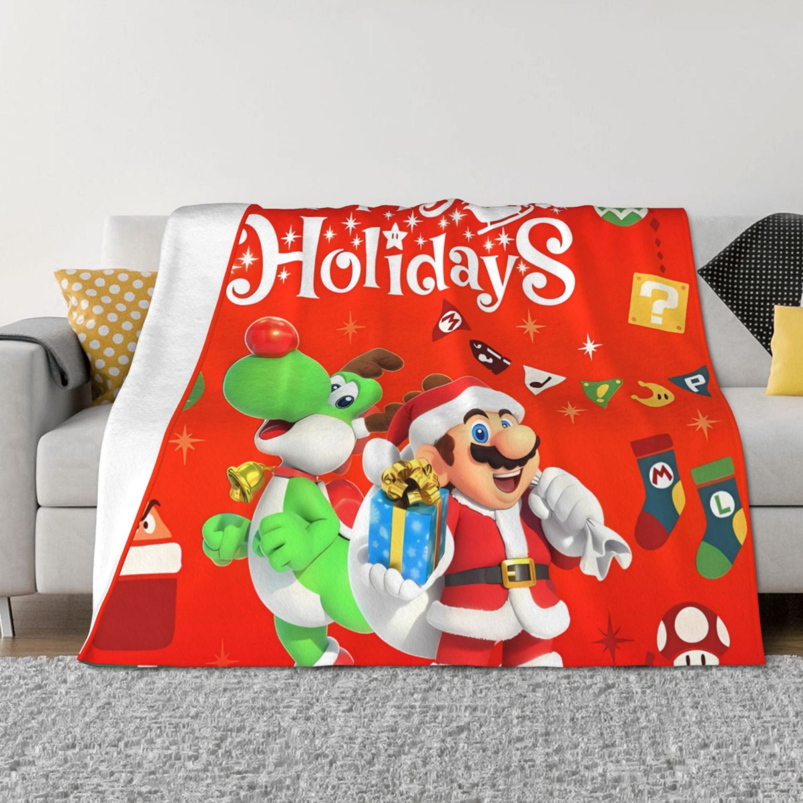 Saiise Mario Ad Throw Blanket 60"x50" ,Soft Lightweight Cozy All Season ...