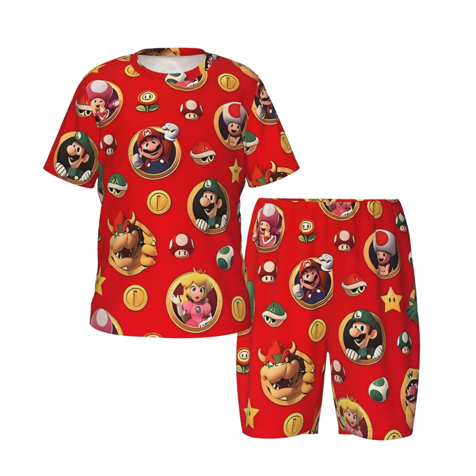 Saiise Mario Bv 2-Piece Cozy Pamas For Little/Big Childern Short Sleeves Cool PJs Set Kid 2 ...