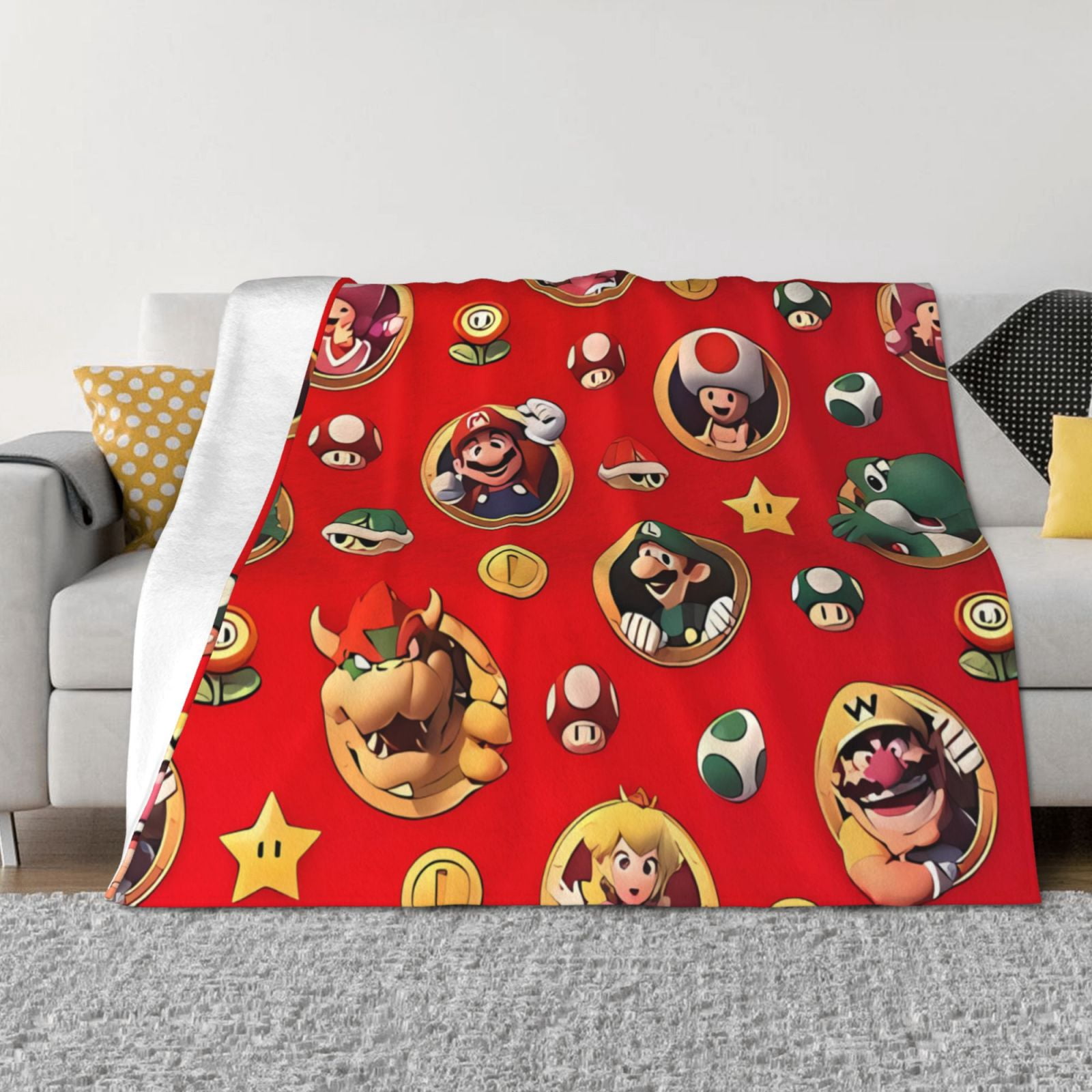 Saiise Mario Bv Throw Blanket 50"x40" ,Soft Lightweight Cozy All Season Blanket for Bed,Couch ...