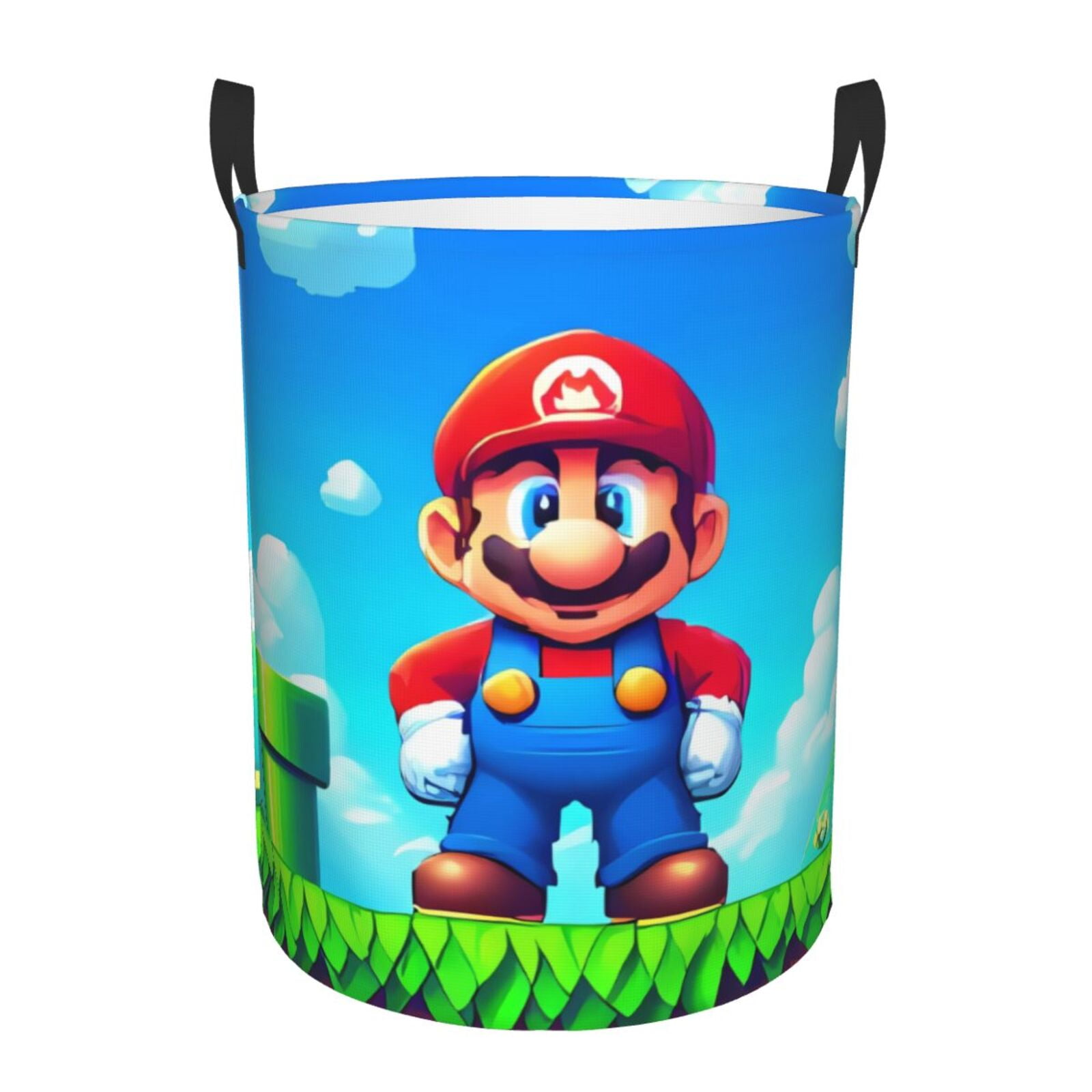 Saiise Mario Print Laundry Basket Circular Laundry Hamper with Handles ...