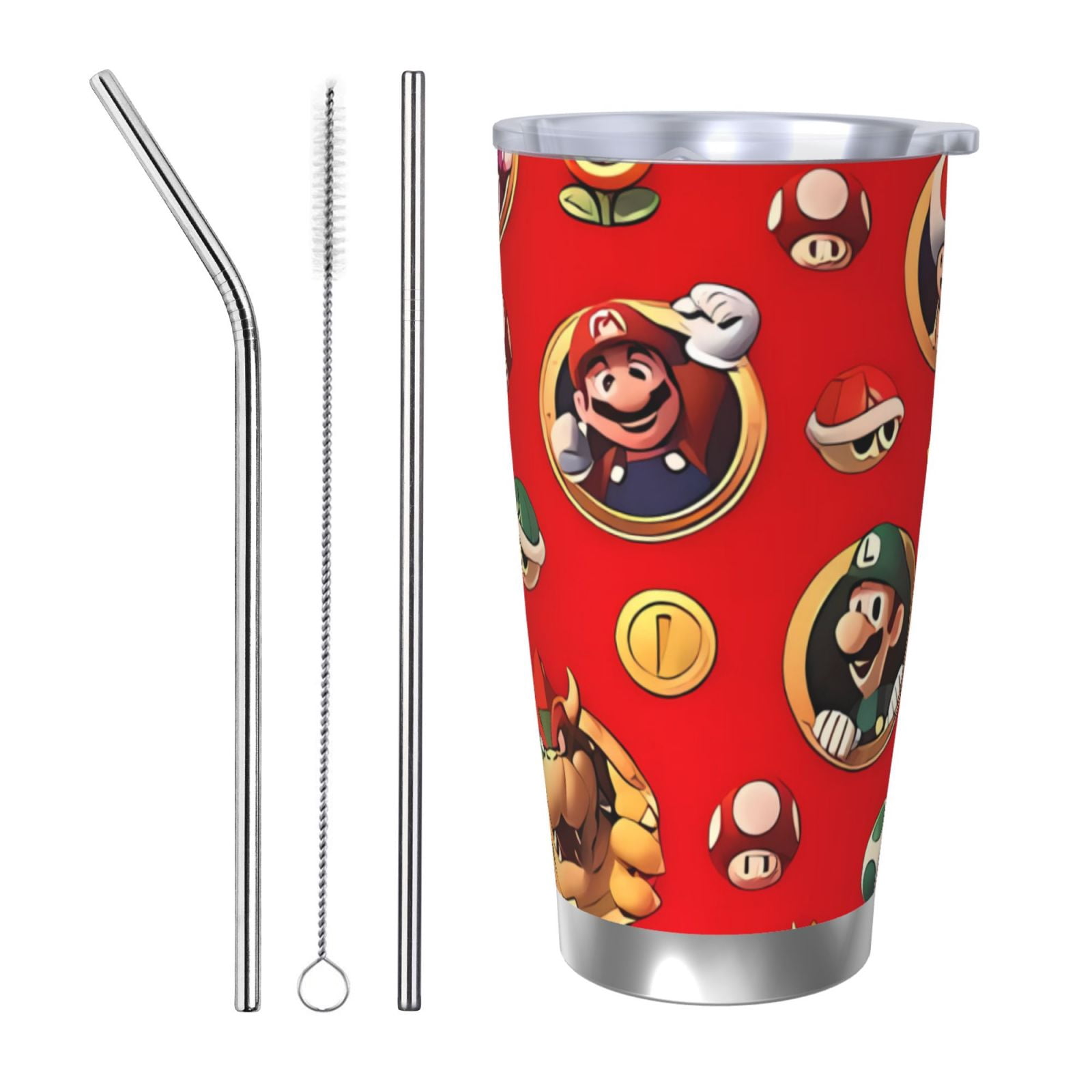 Saiise Mario Print Tumbler 20 Oz Stainless Steel Vacuum Insulated with ...