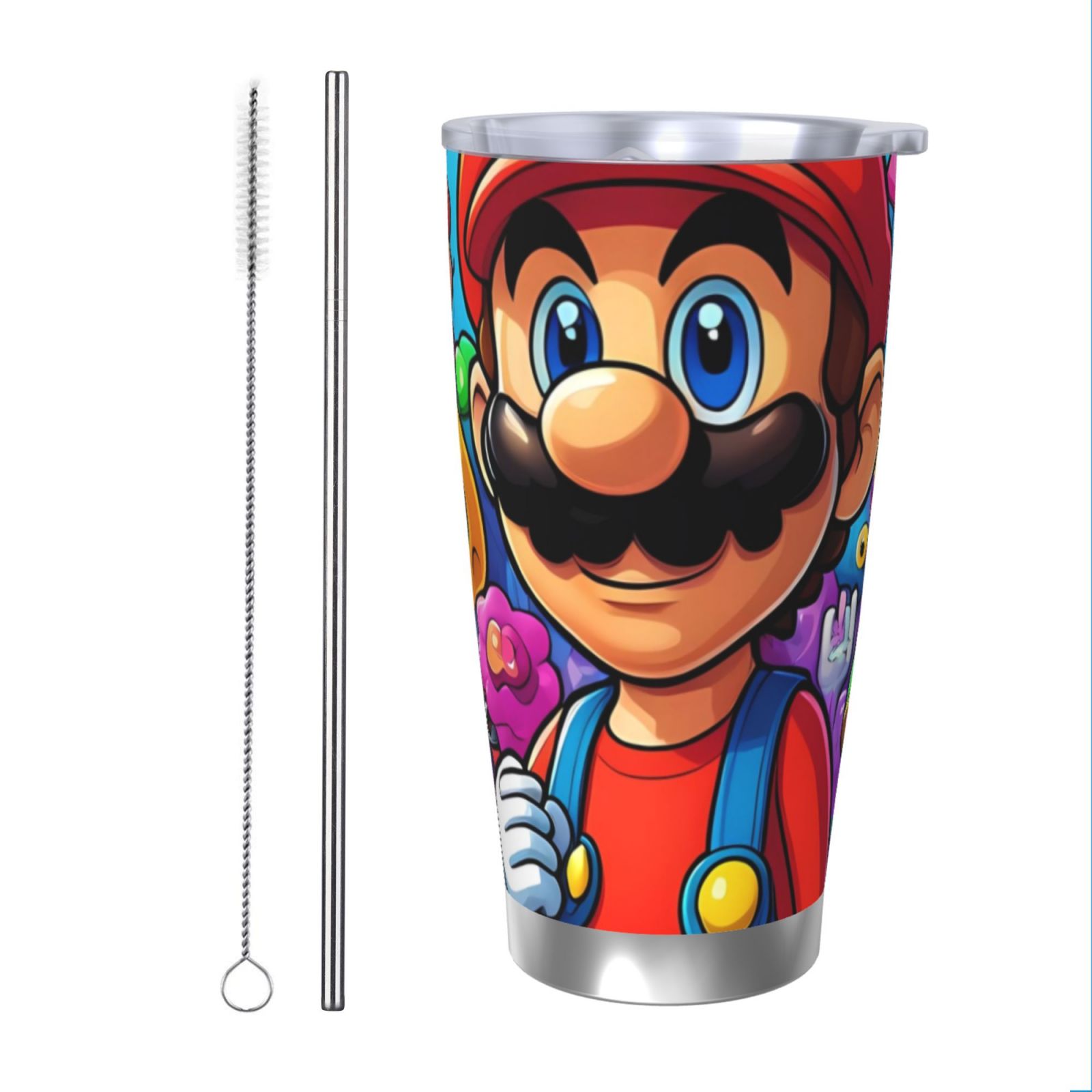Saiise Mario Print Tumbler 20 Oz Stainless Steel Vacuum Insulated with ...