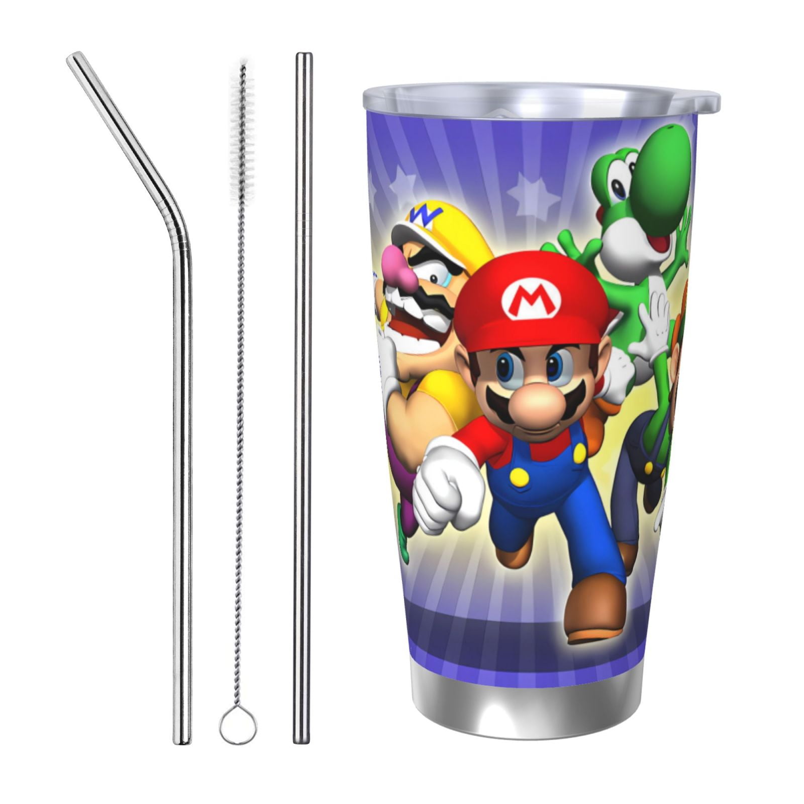 Saiise Mario Print Tumbler 20 Oz Stainless Steel Vacuum Insulated with ...
