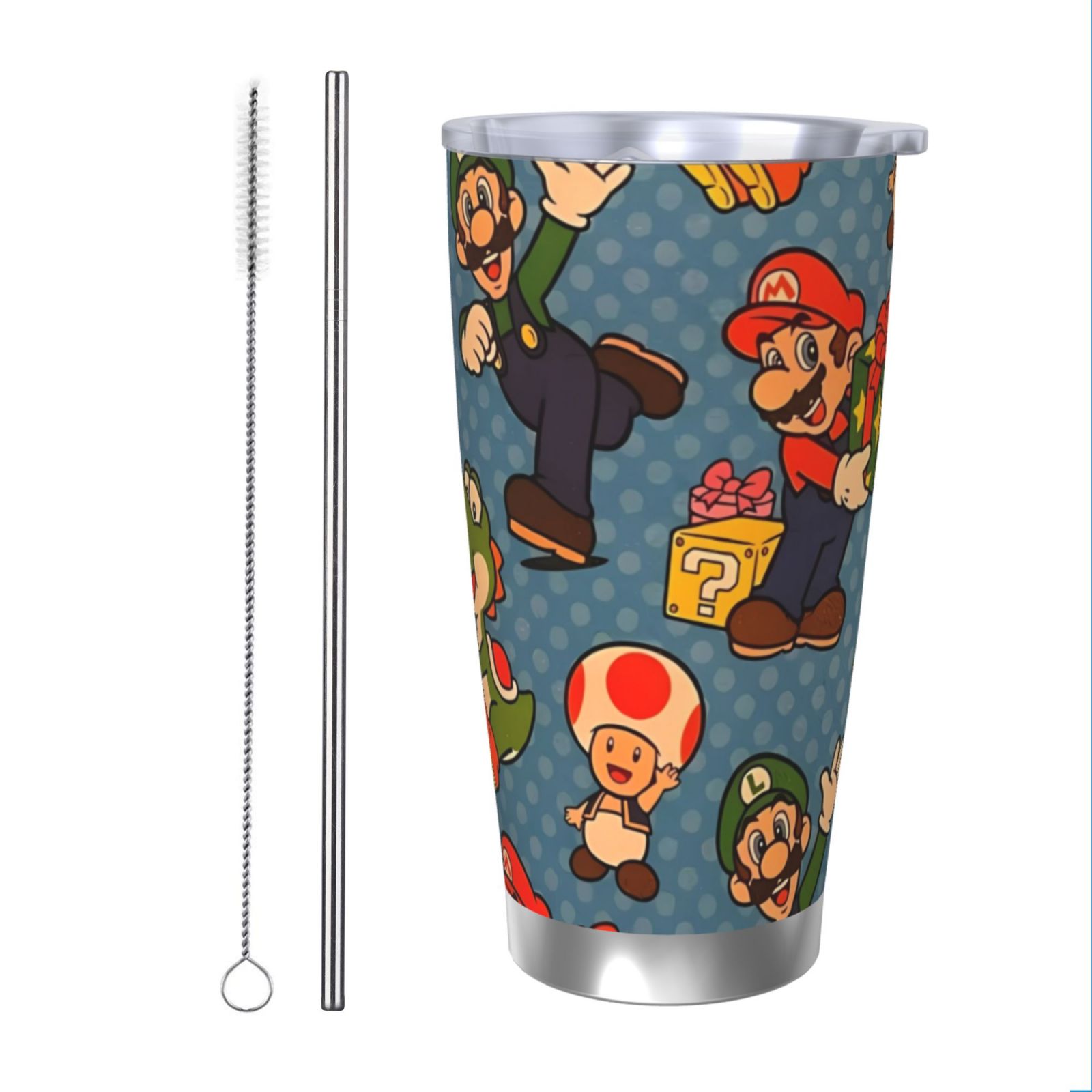 Saiise Mario Print Tumbler 20 Oz Stainless Steel Vacuum Insulated with ...
