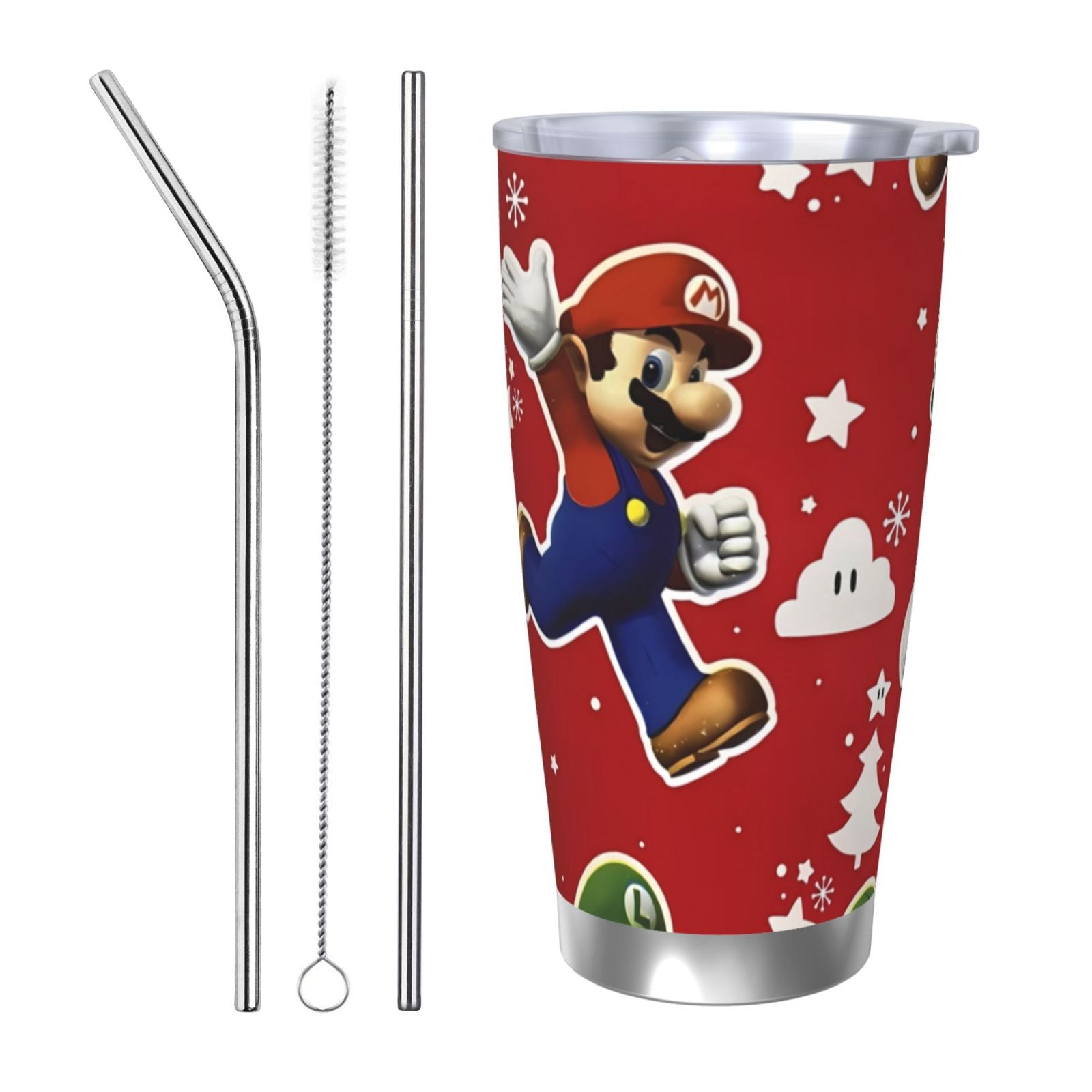 Saiise Mario Print Tumbler 20 Oz Stainless Steel Vacuum Insulated with ...