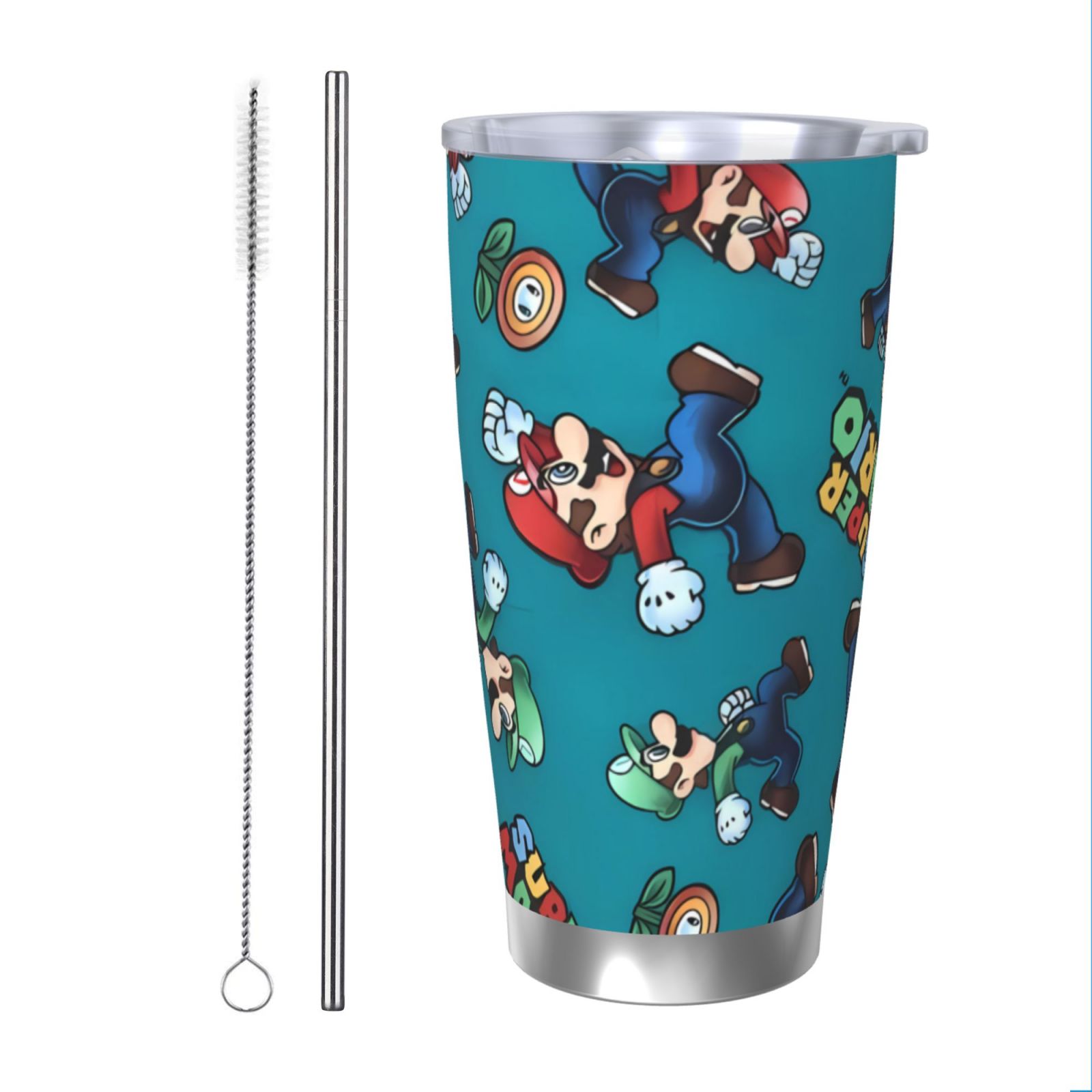 Saiise Mario Print Tumbler 20 Oz Stainless Steel Vacuum Insulated with ...