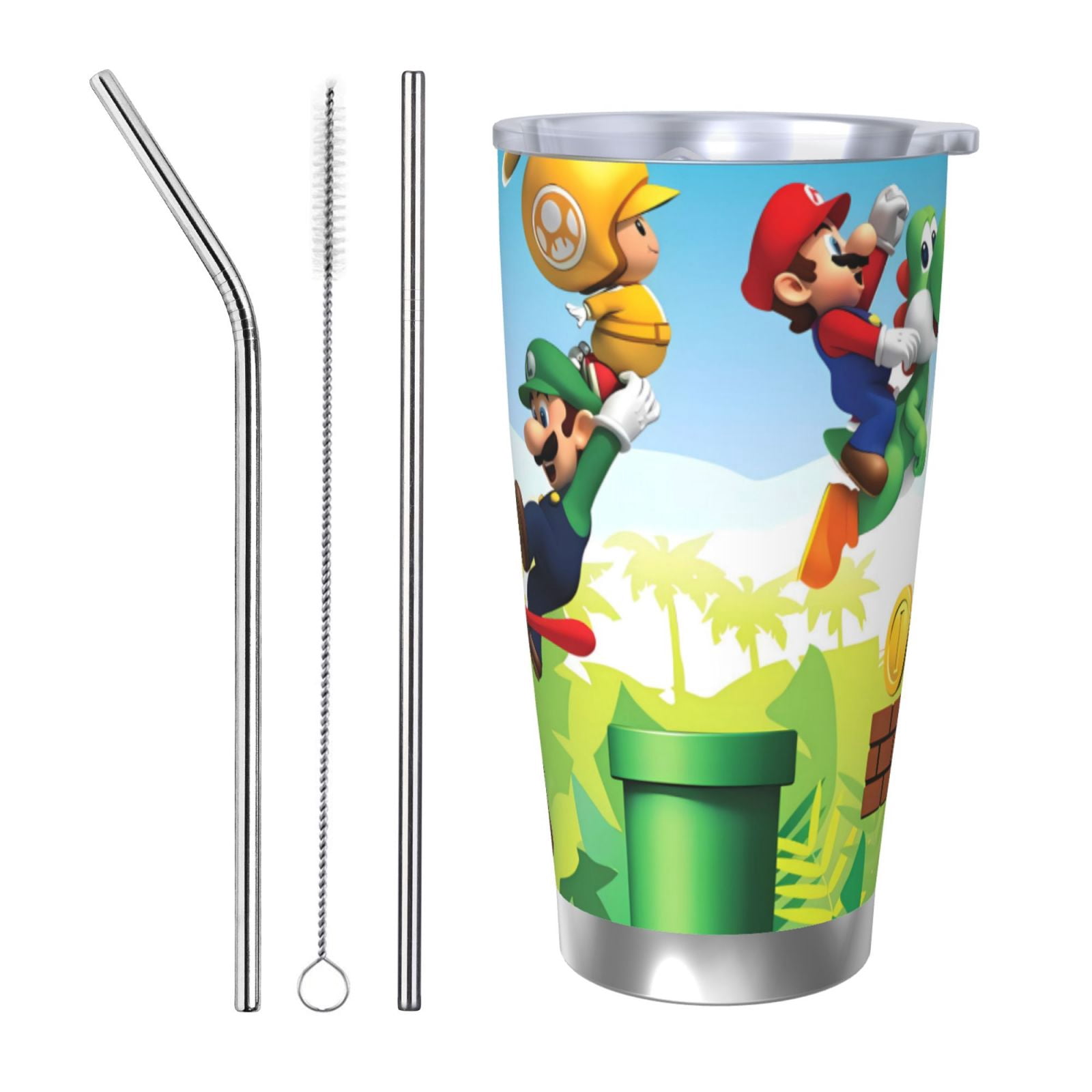 Saiise Mario Print Tumbler 20 Oz Stainless Steel Vacuum Insulated with ...