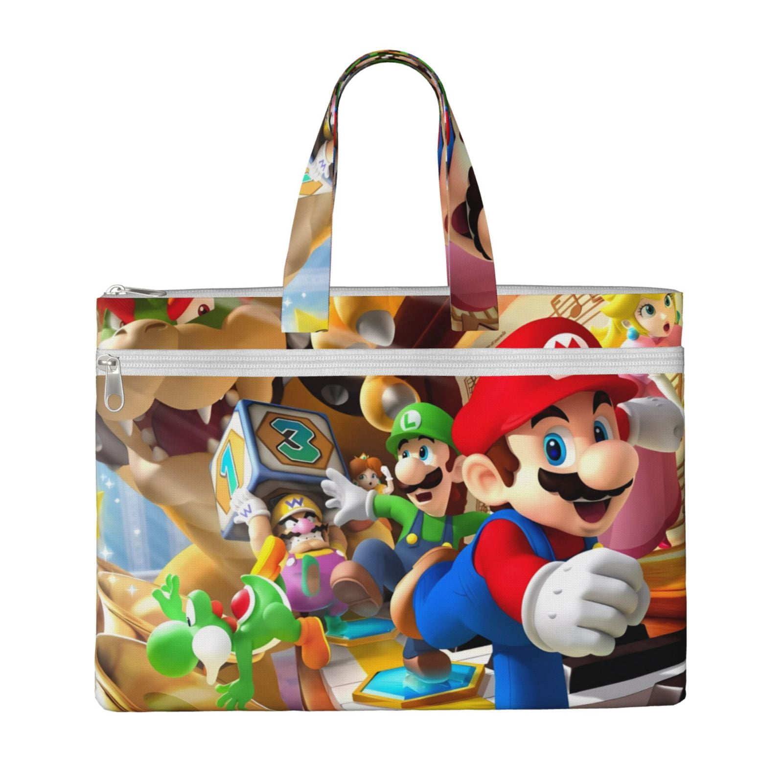 Saiise Mario Print Zipper Document File Bag Pouch with Handle ...