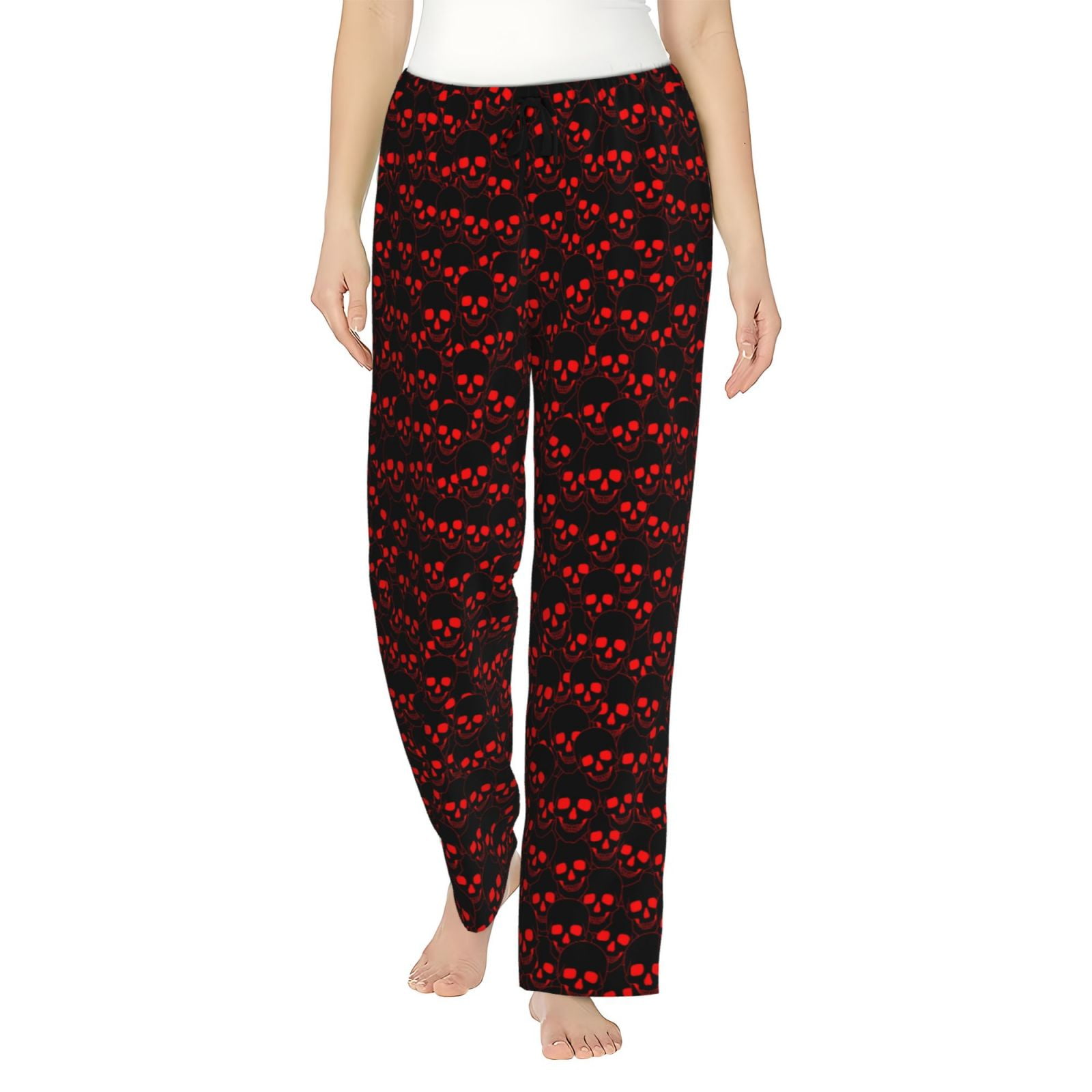 Saiise Red Skulls 4 Womens Pajama Pants Stretch Comfy Lounge Pants ...