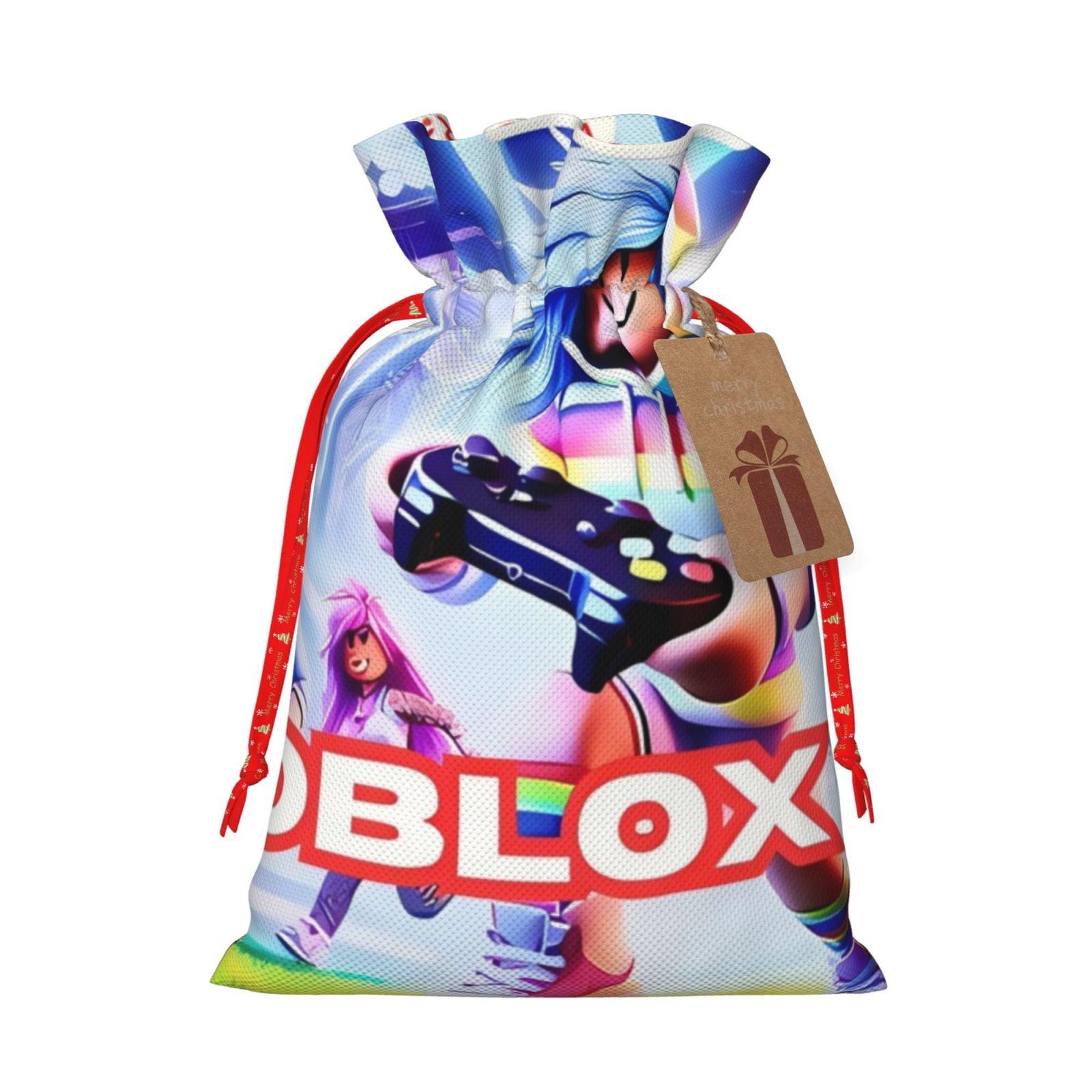 Saiise Roblox Print Christmas Drawstring Bags Xmas Bags Linen Treat ...