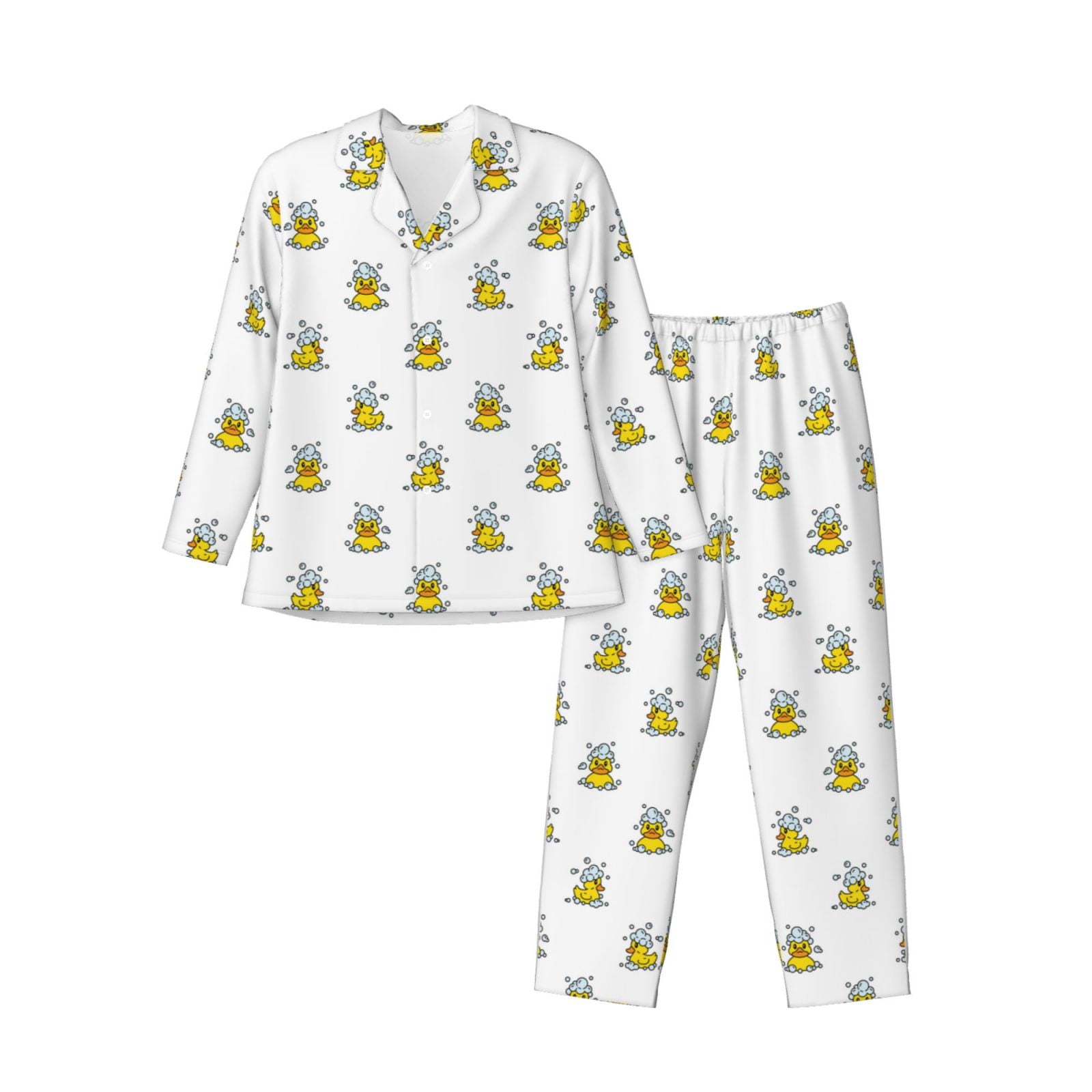 Saiise Rubber Duck Showe Men's Sleepwear Set Lapel Neck Button Down ...