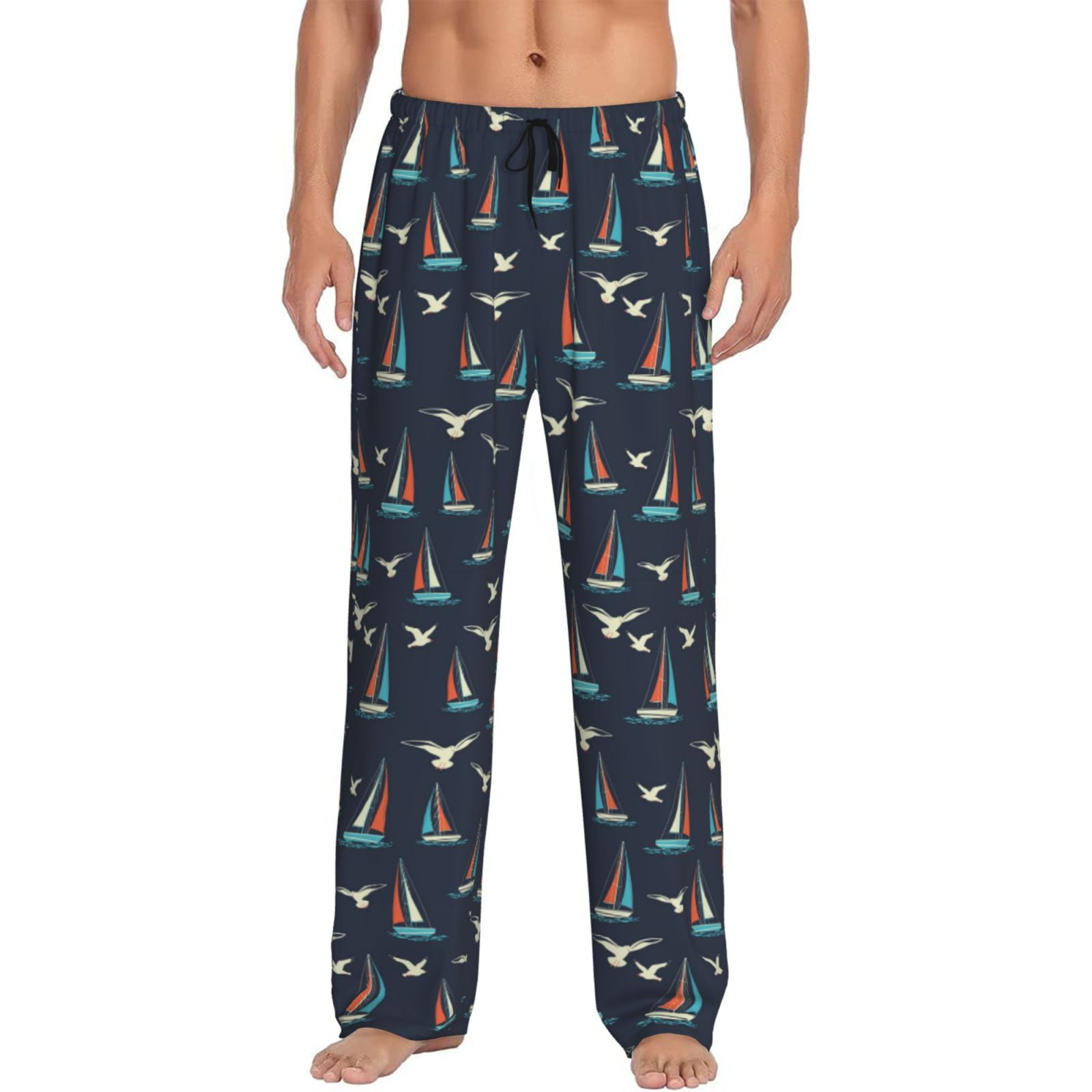 Saiise Sailboat And Seagull Print Mens Pajama Pants for Men,Mens Lounge ...