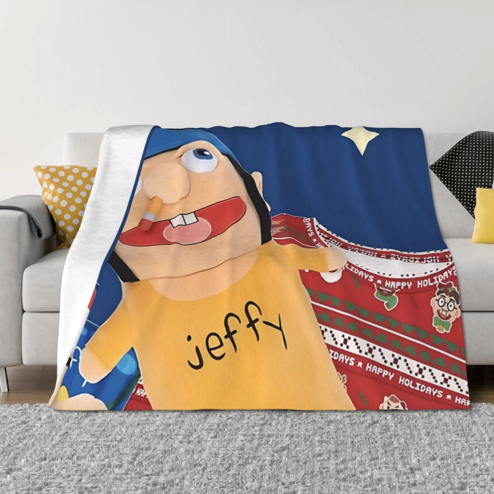 Saiise Sml Jeffy Bw Throw Blanket 80"x60" ,Soft Lightweight Cozy All ...