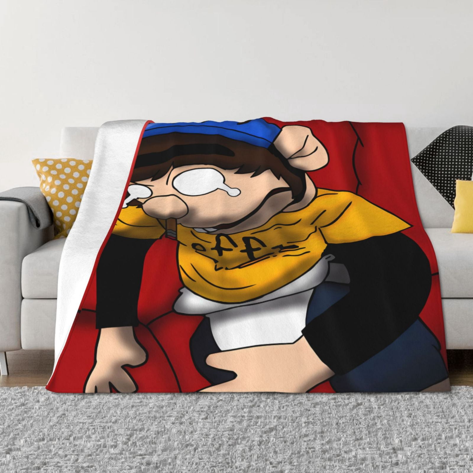 Saiise Sml Jeffy L Throw Blanket 50"x40" ,Soft Lightweight Cozy All Season Blanket for Bed,Couch ...