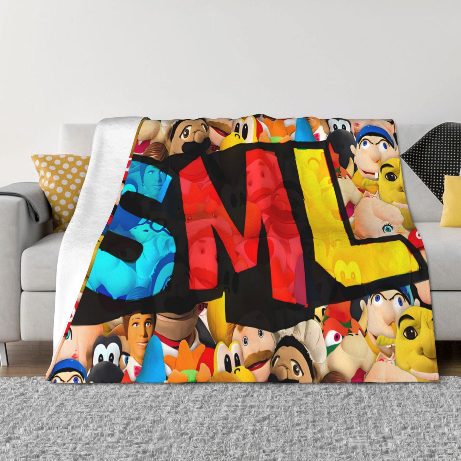 Saiise Sml Jeffy W Throw Blanket 80"x60" ,Soft Lightweight Cozy All ...