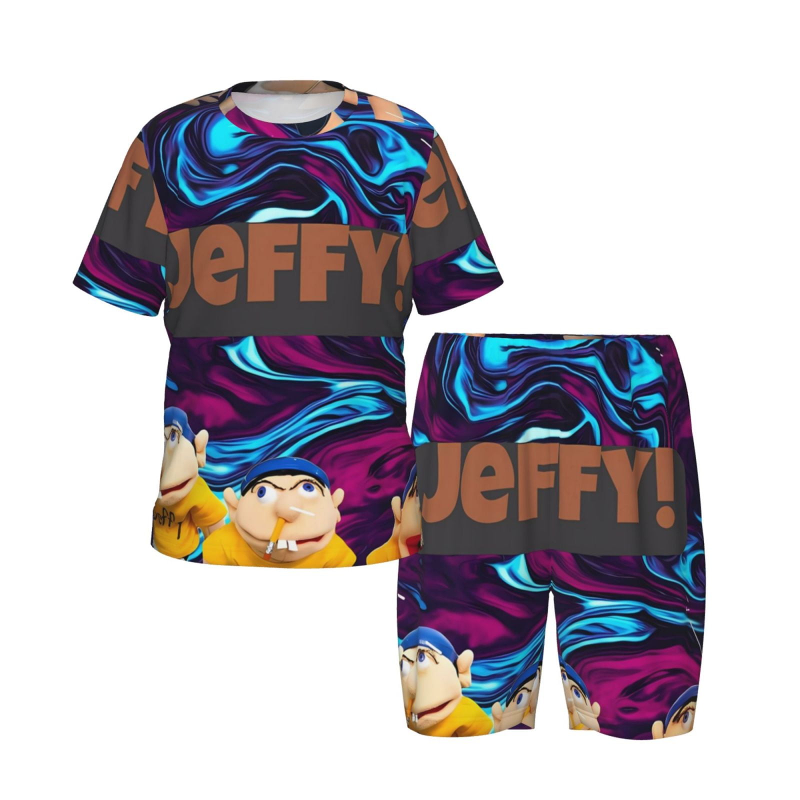 Saiise Sml Jeffy Y 2-Piece Cozy Pamas For Little/Big Childern Short Sleeves Cool PJs Set Kid 2 ...