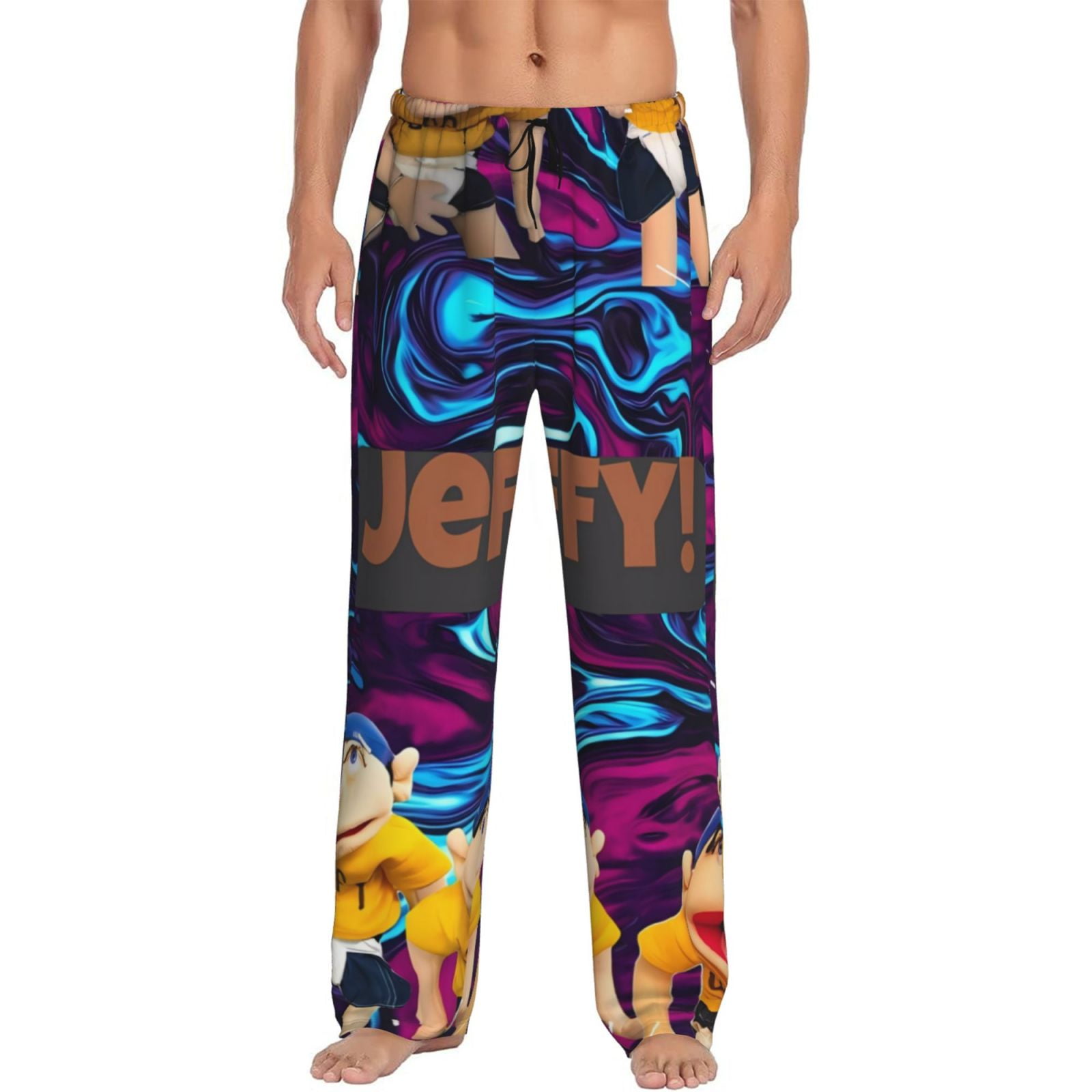 Saiise Sml Jeffy Y Print Mens Pama Pants for Men,Mens Lounge Pants ...