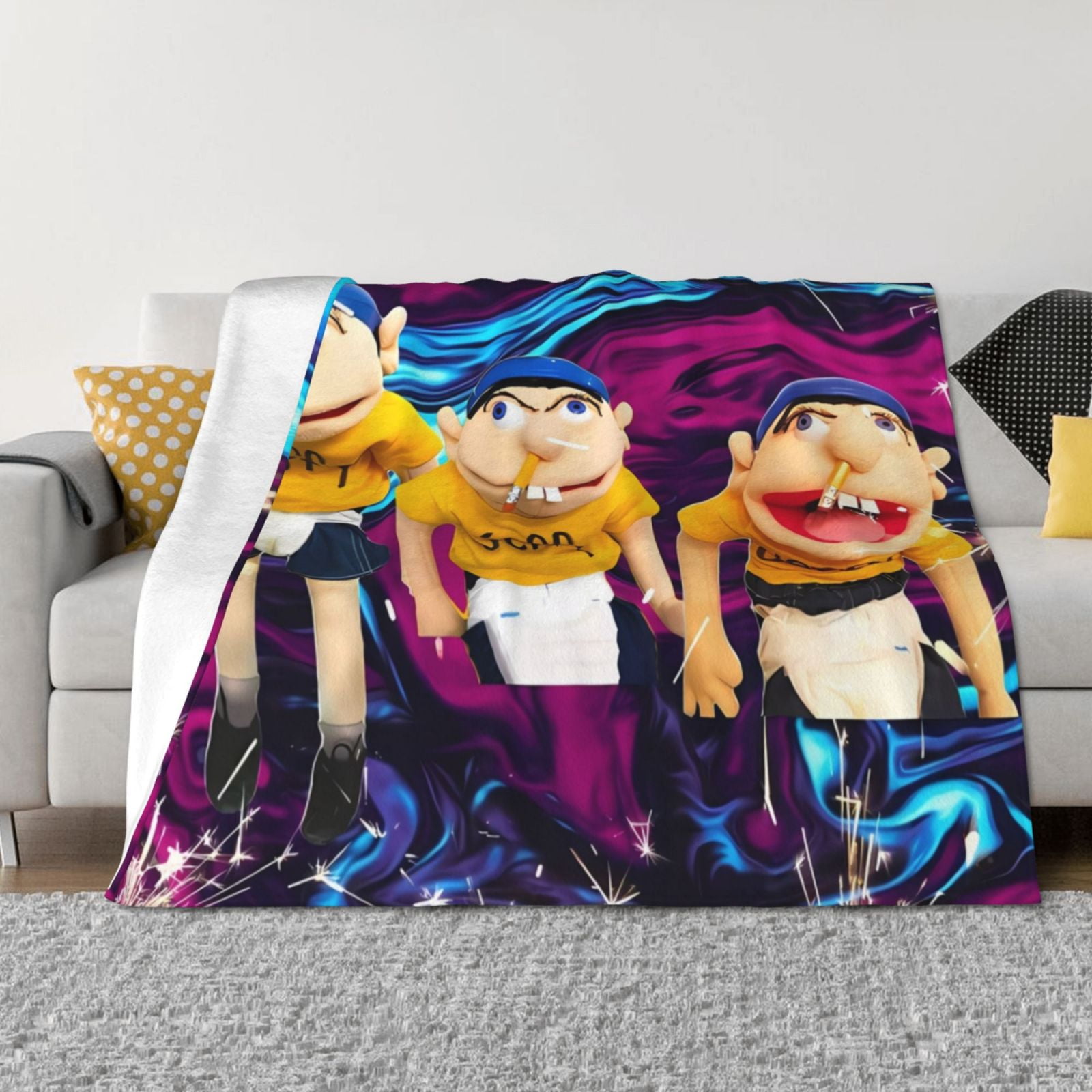 Saiise Sml Jeffy Y Throw Blanket 60"x50" ,Soft Lightweight Cozy All ...