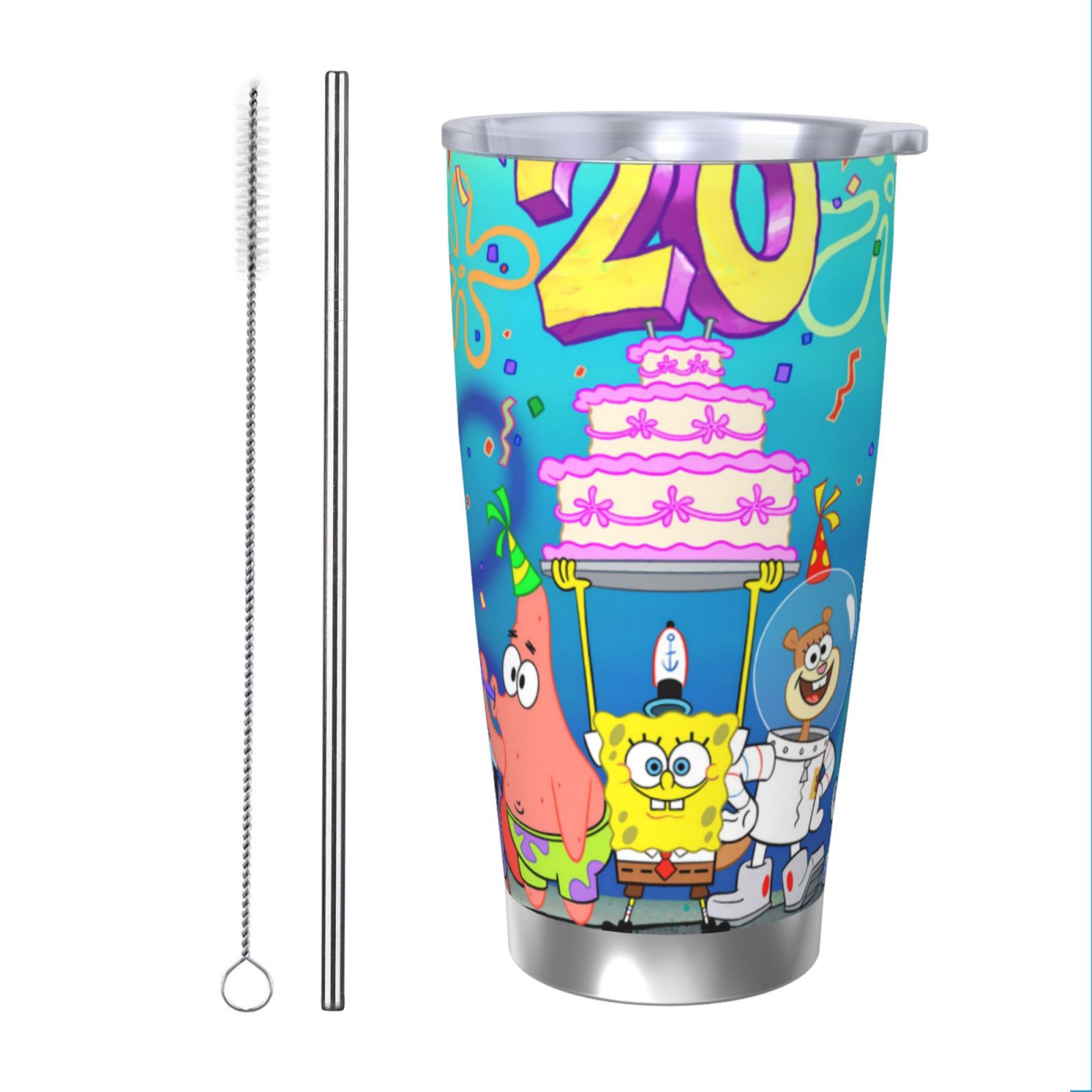 Saiise SpongeBob SquarePants Print Tumbler 20 Oz Stainless Steel Vacuum ...