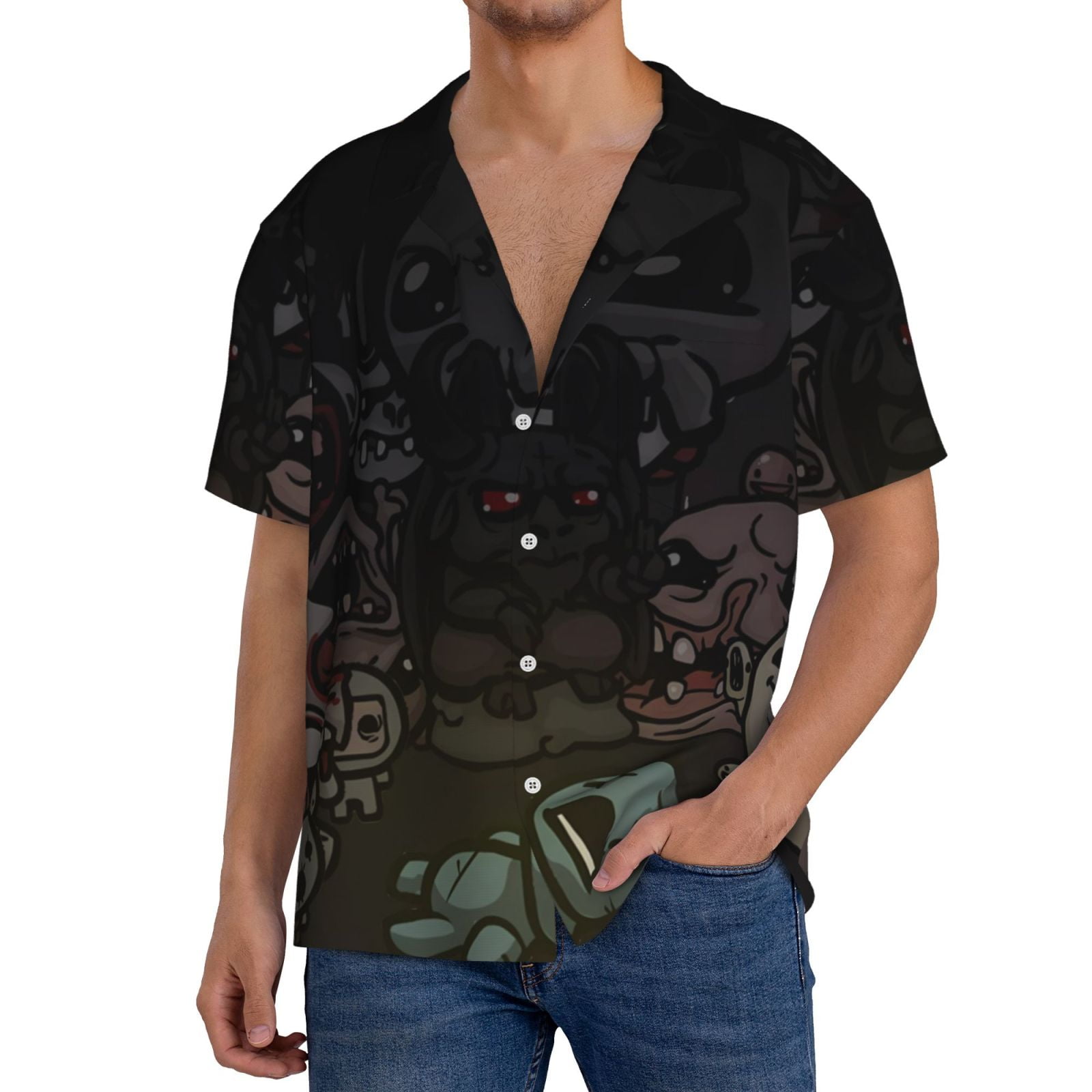Saiise The Binding of Isaac Mens Front Pocket Hawaiian Shirts Casual ...