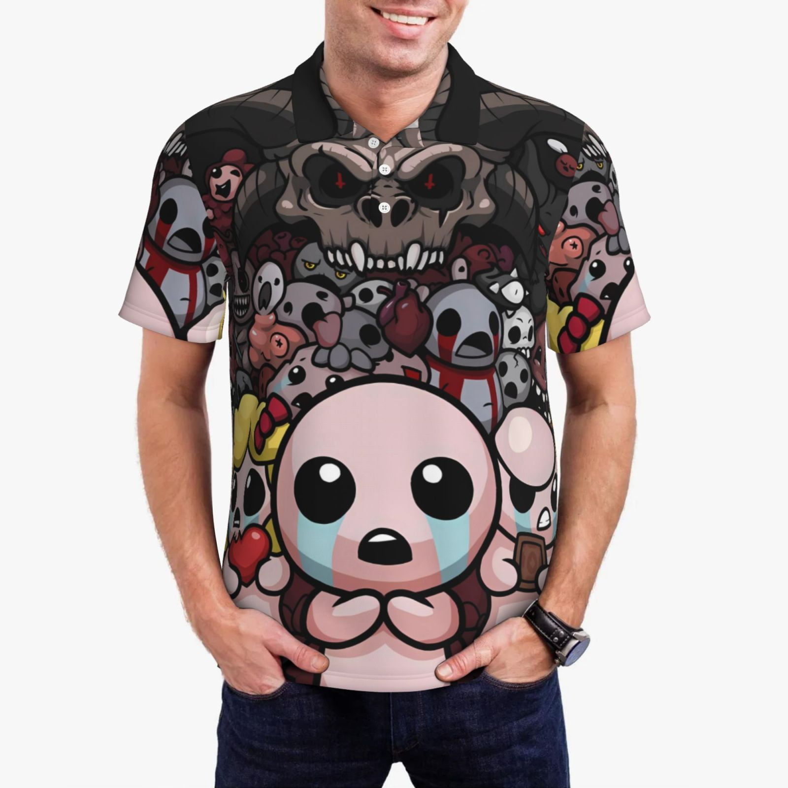 Saiise The Binding of Isaac Mens Golf Shirt Moisture Wicking Dry Fit ...