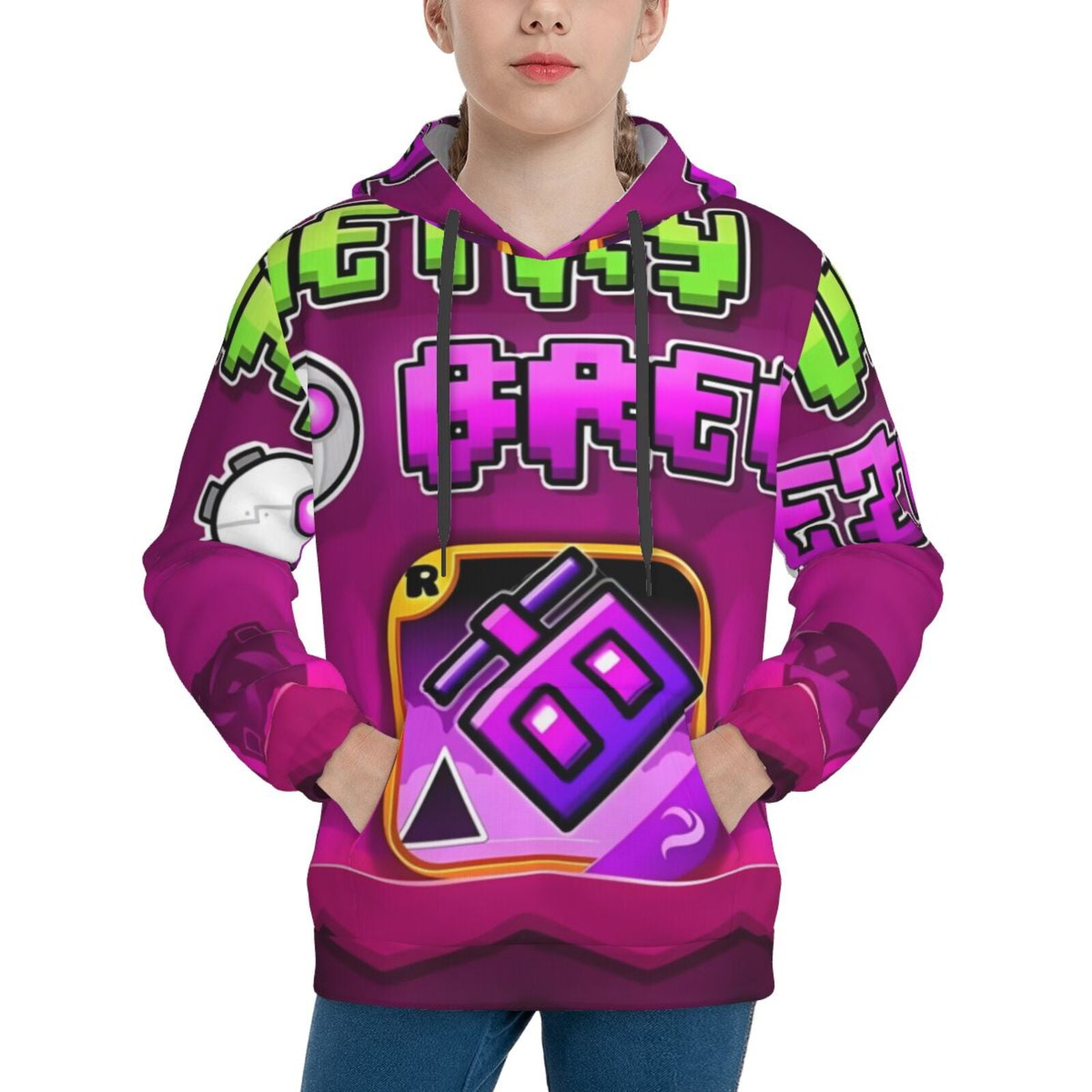 Saiise Unisex Kids Geometry Dash Sweatshirt Boys Girls Hooded Kangaroo ...