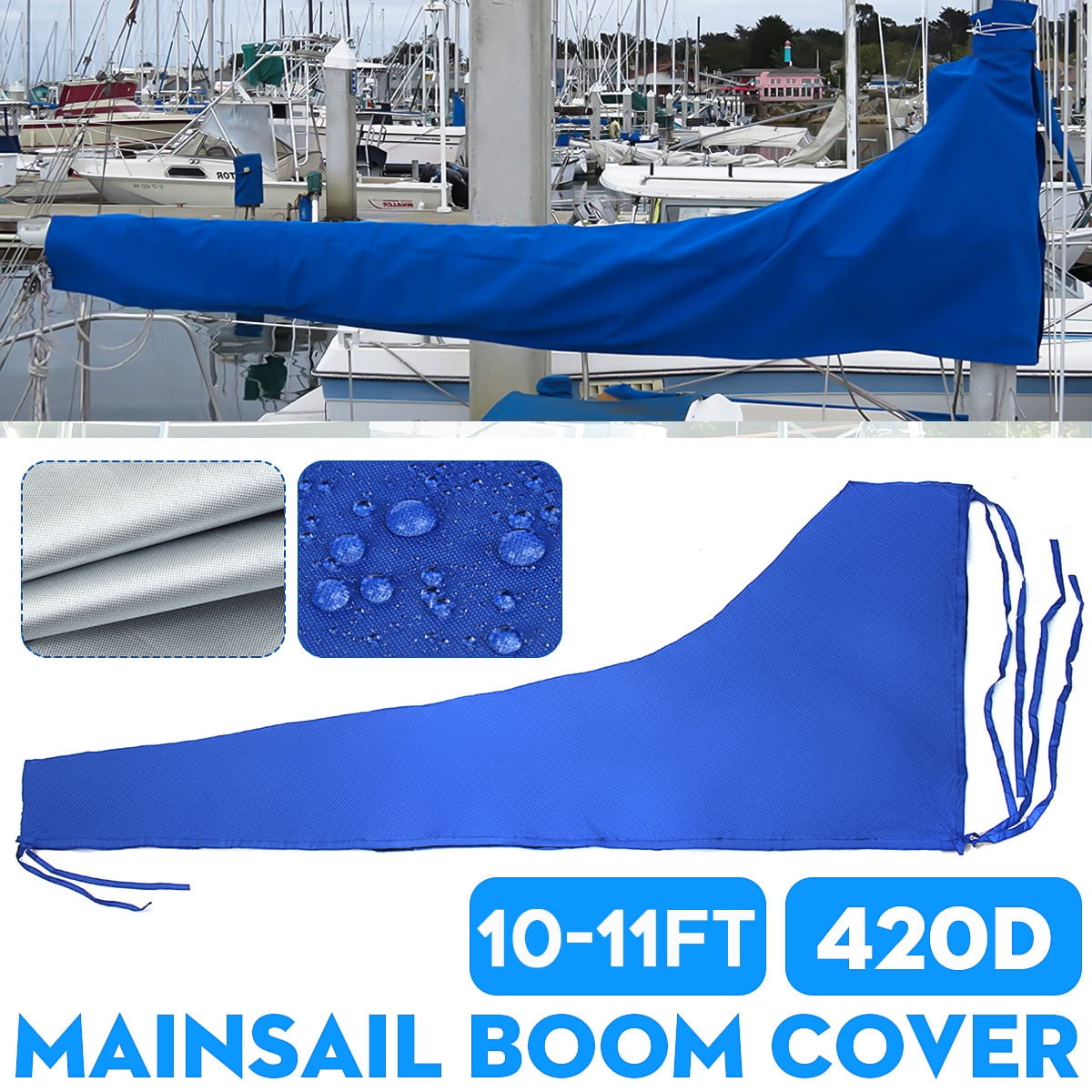Sail Cover for 10-11ft Mainsail Boom Cover Boat Sail Protector ...