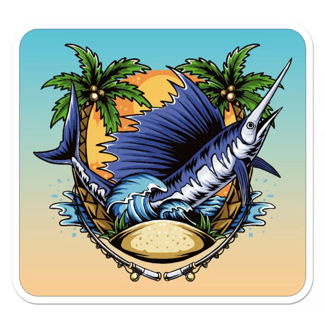 Sail Fish Marlin Fishing Sticker Phone Decal Water Bottle Stickers Car ...