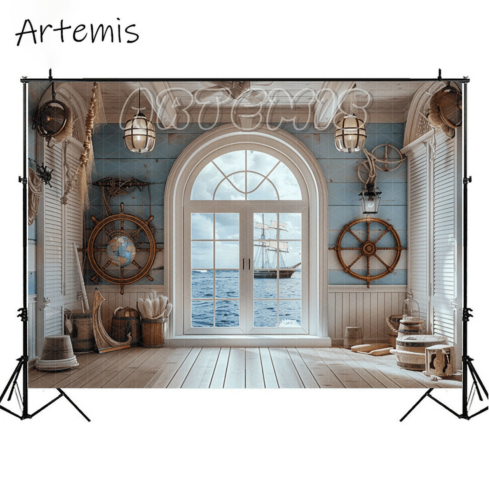 Sail Route Photography Background Globe Treasure Map Rudder Wave Brown ...