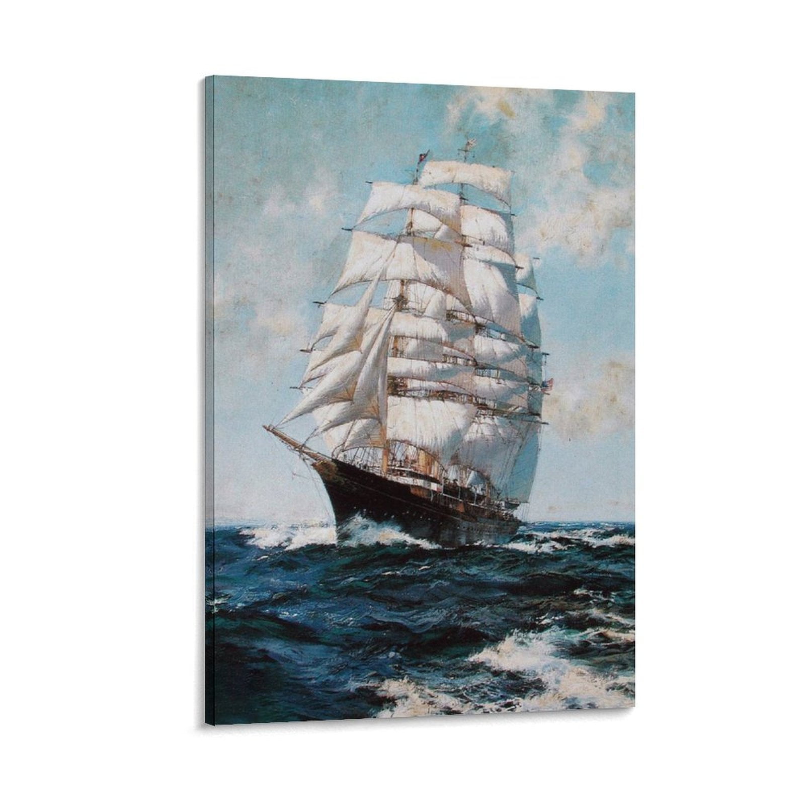 Sailboat Abstract Colourful Art Ancient Wooden Boat Ship Seascape ...