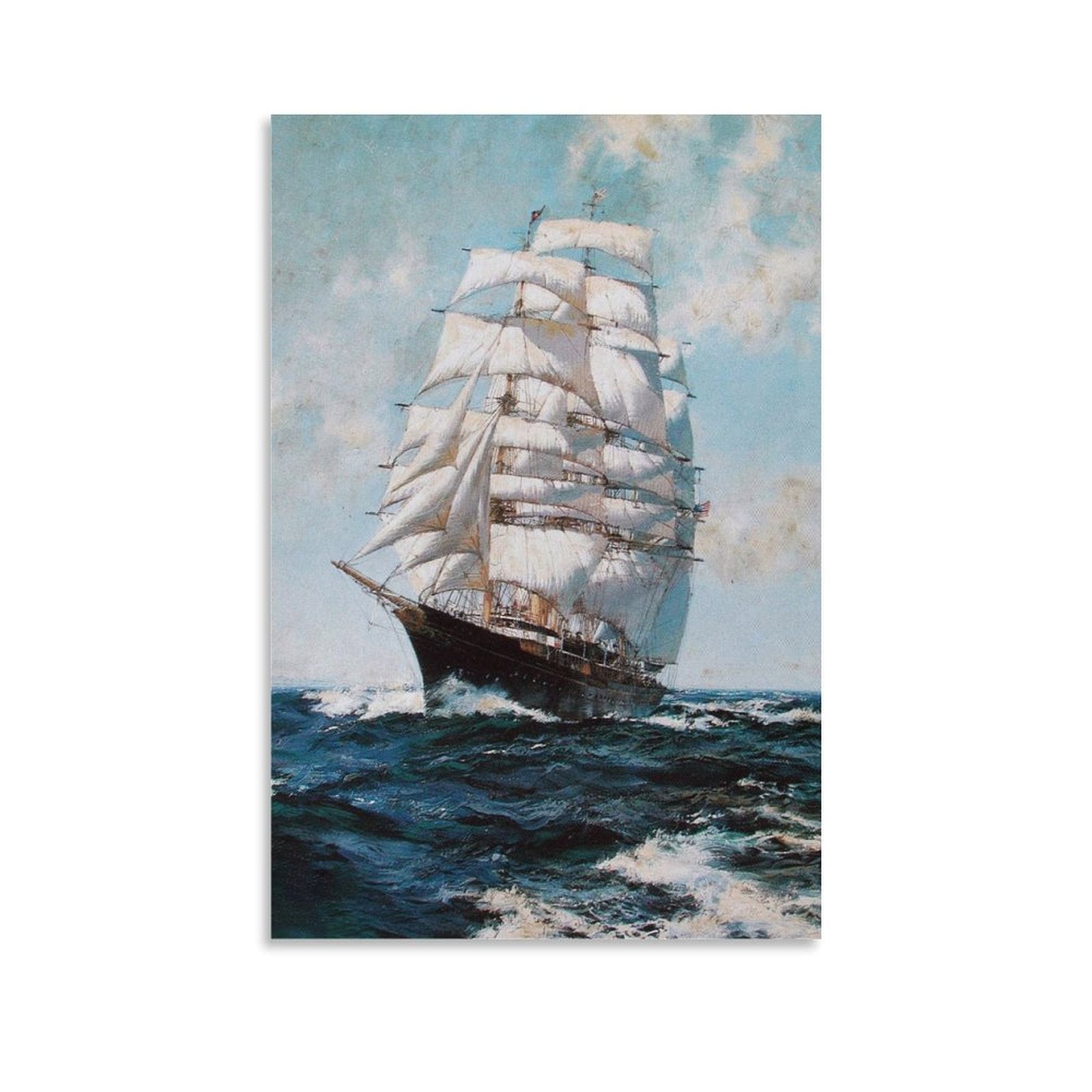 Sailboat Abstract Colourful Art Ancient Wooden Boat Ship Seascape ...