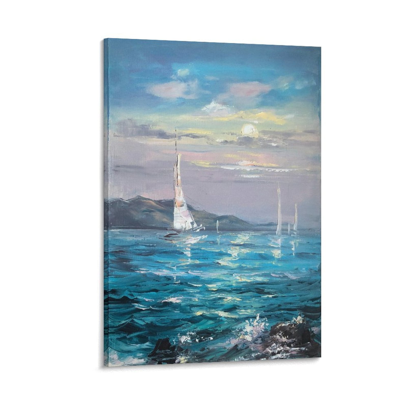 Sailboat Abstract Colourful Art Boat Ship Seascape Painting Canvas Wall ...