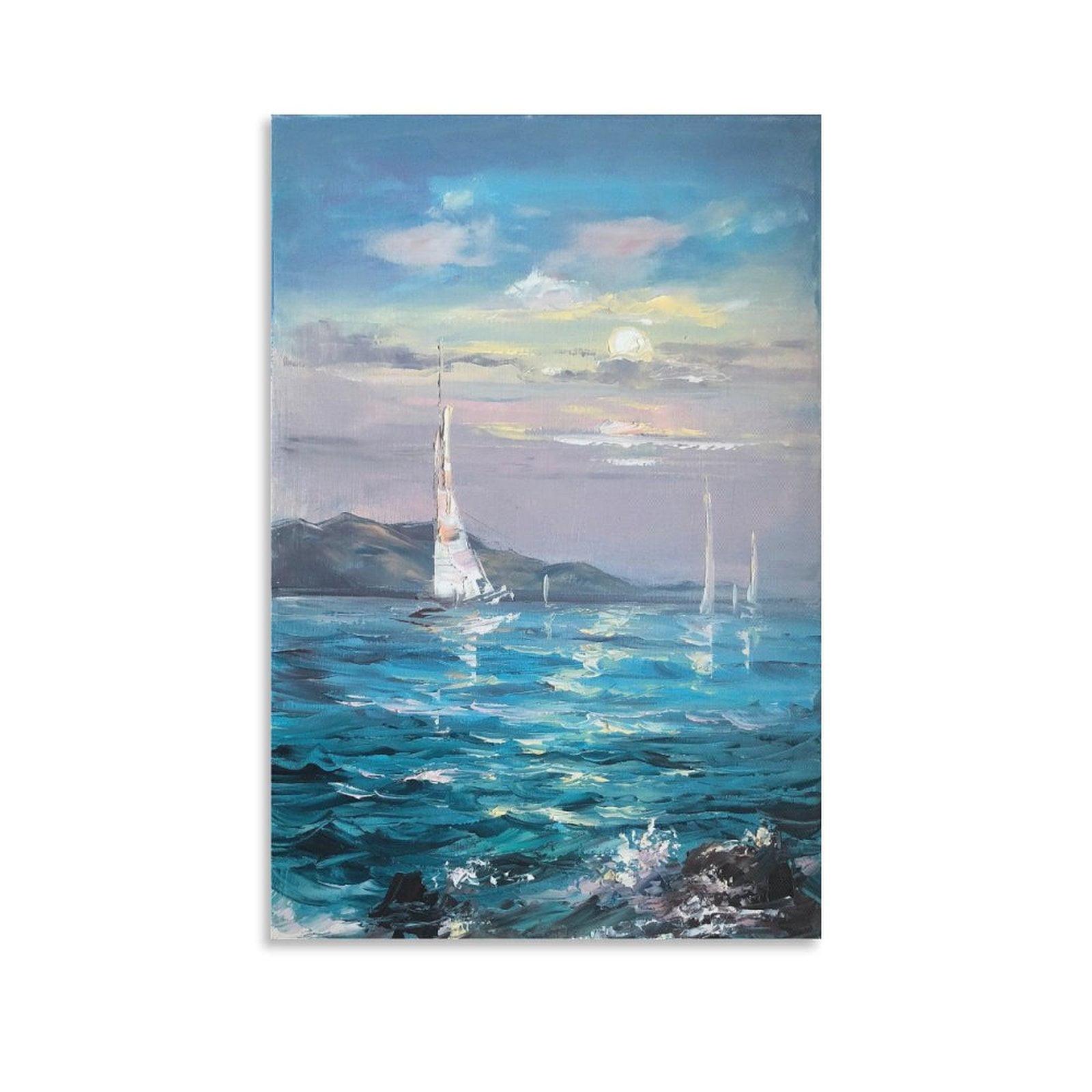 Sailboat Abstract Colourful Art Boat Ship Seascape Painting Painting On ...