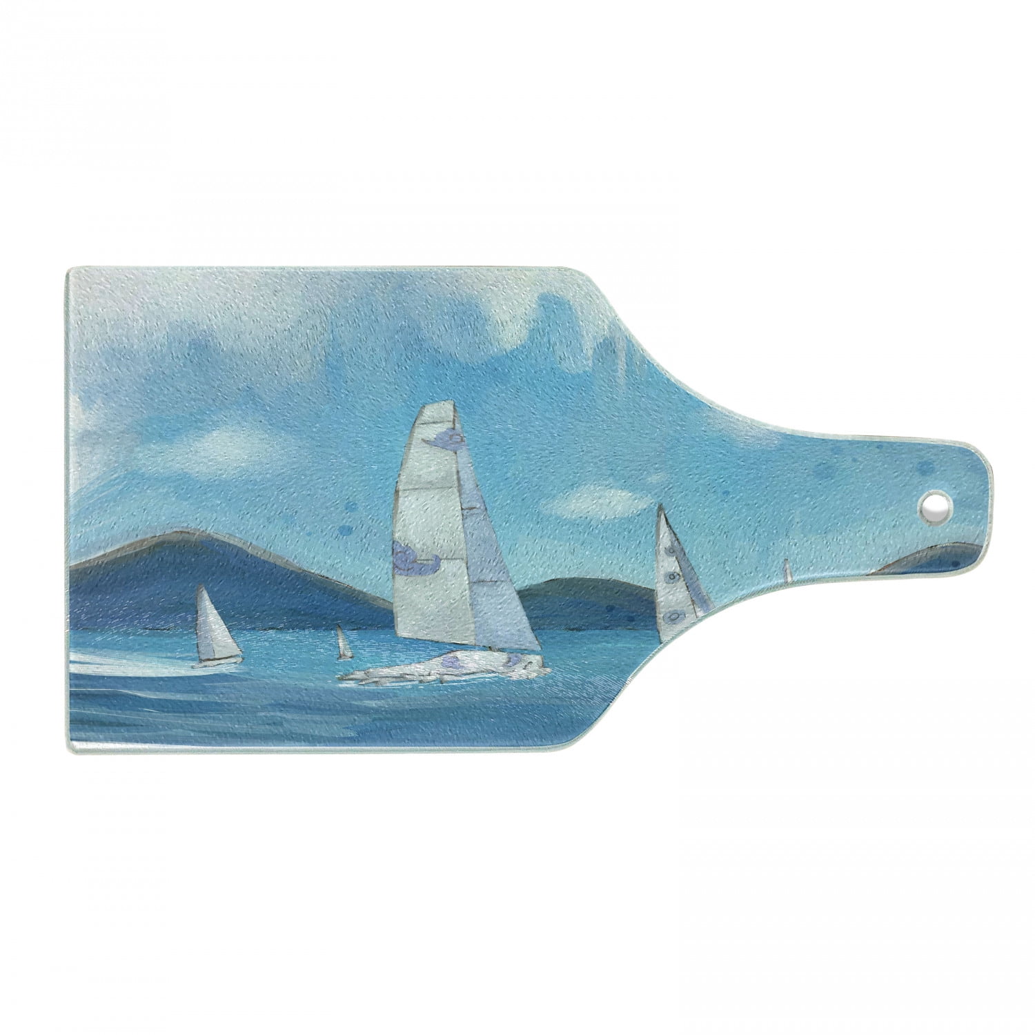 Sailboat Cutting Board, Lansdscape of Sailing Boats Brush Strokes ...