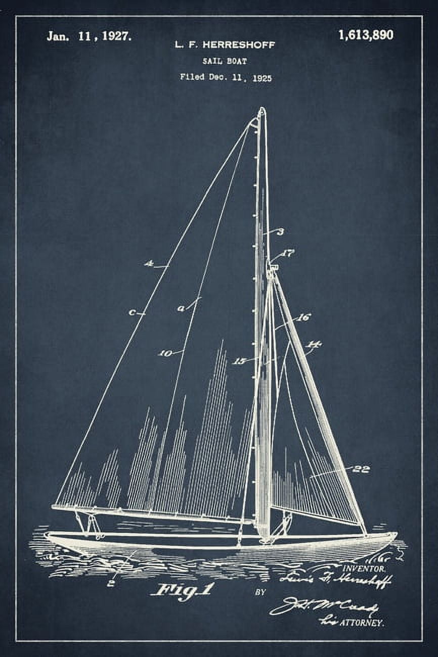 Sailboat Invention Patent Art Poster Print - Walmart.com