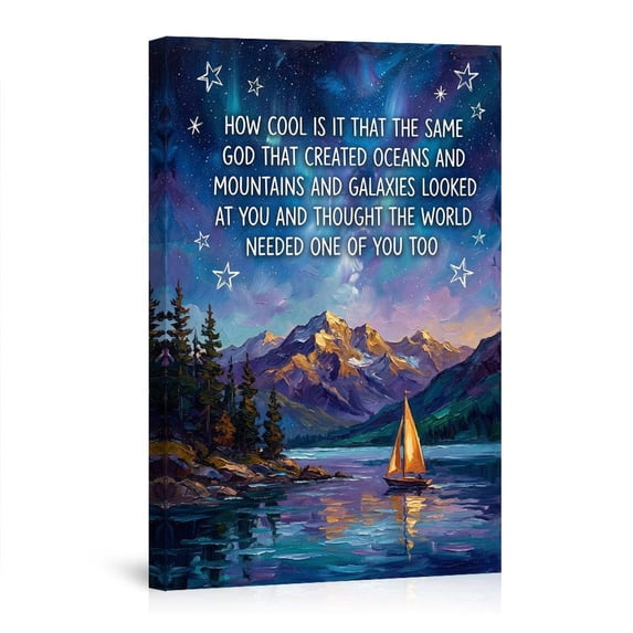 Sailboat Lake Mountain Inspirational Canvas - Walmart.com
