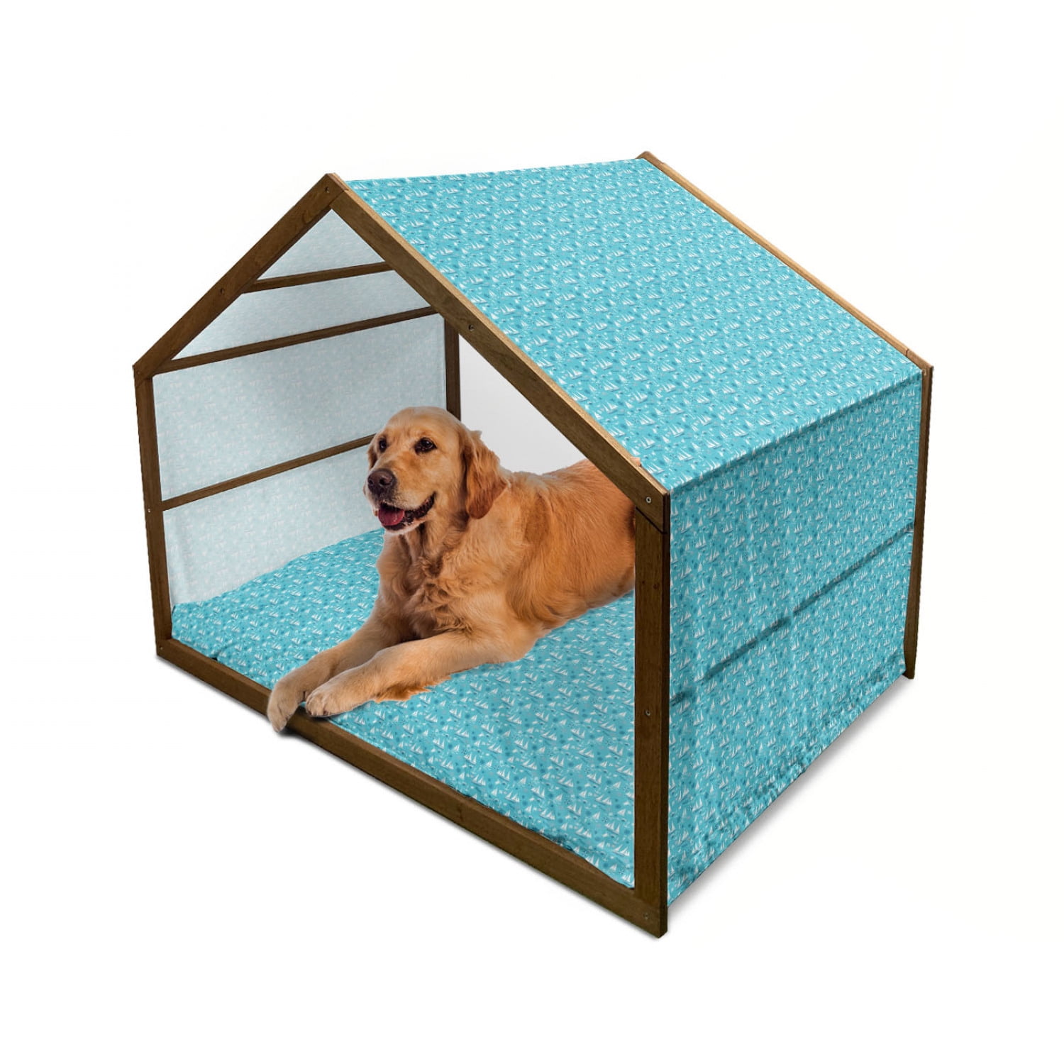 Sailboat Pet House, Underwater Sea Elements Turtles Sea Horses Shells ...