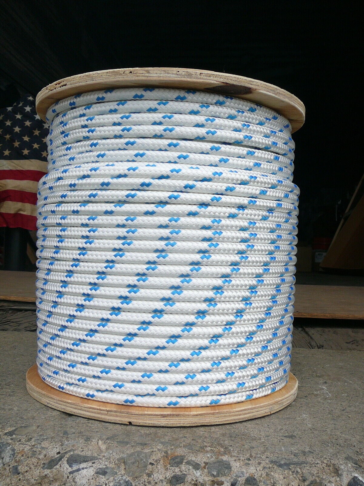 Sailboat Rigging Rope 3/8" x 100' White/Blue Double Braided Sheet ...