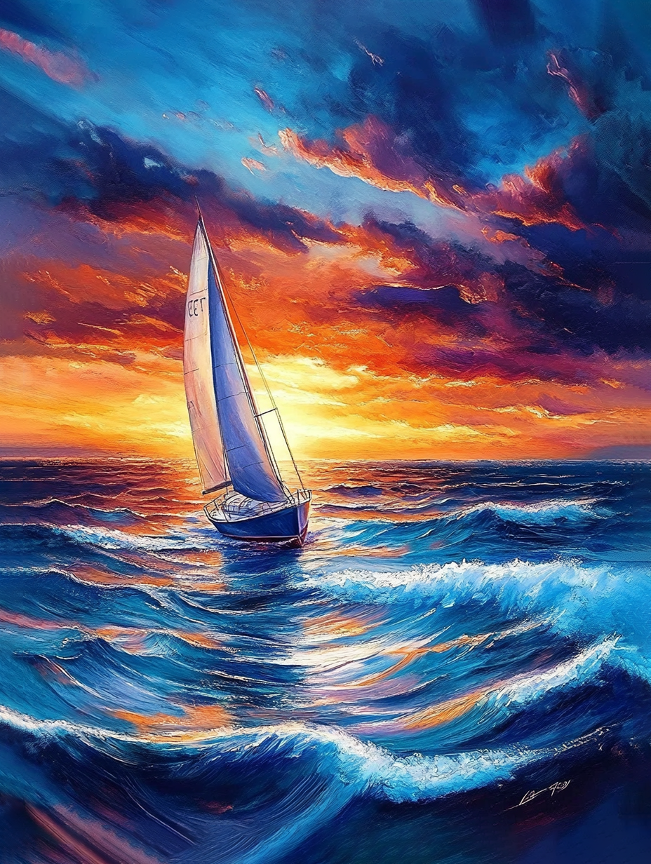 Sailboat Seascape Decorative Painting/Canvas Art， Perfect for Living ...