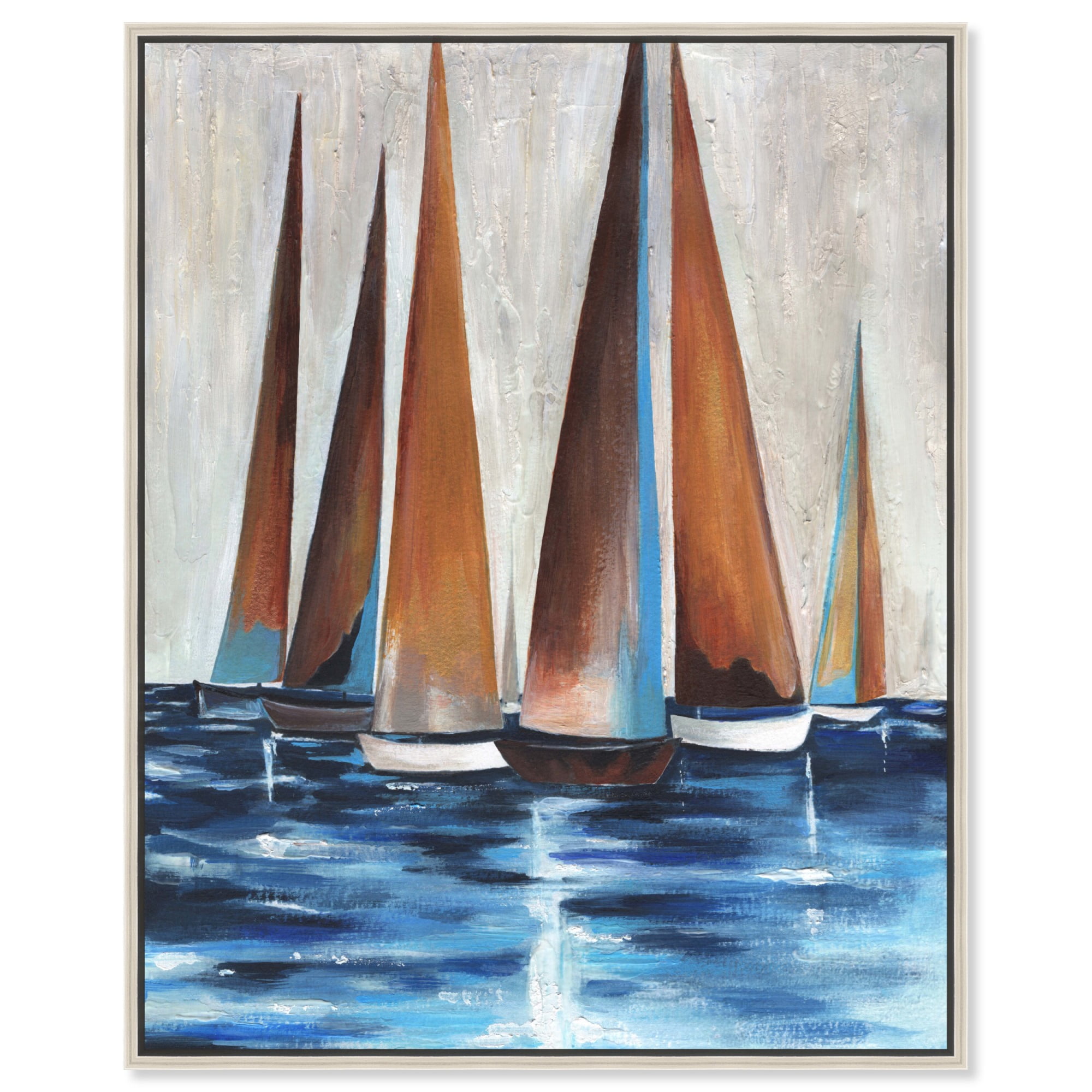 Sailboat Shapes Canvas Coastal Wall Art by Art Remedy, Silver Frame, 20 ...
