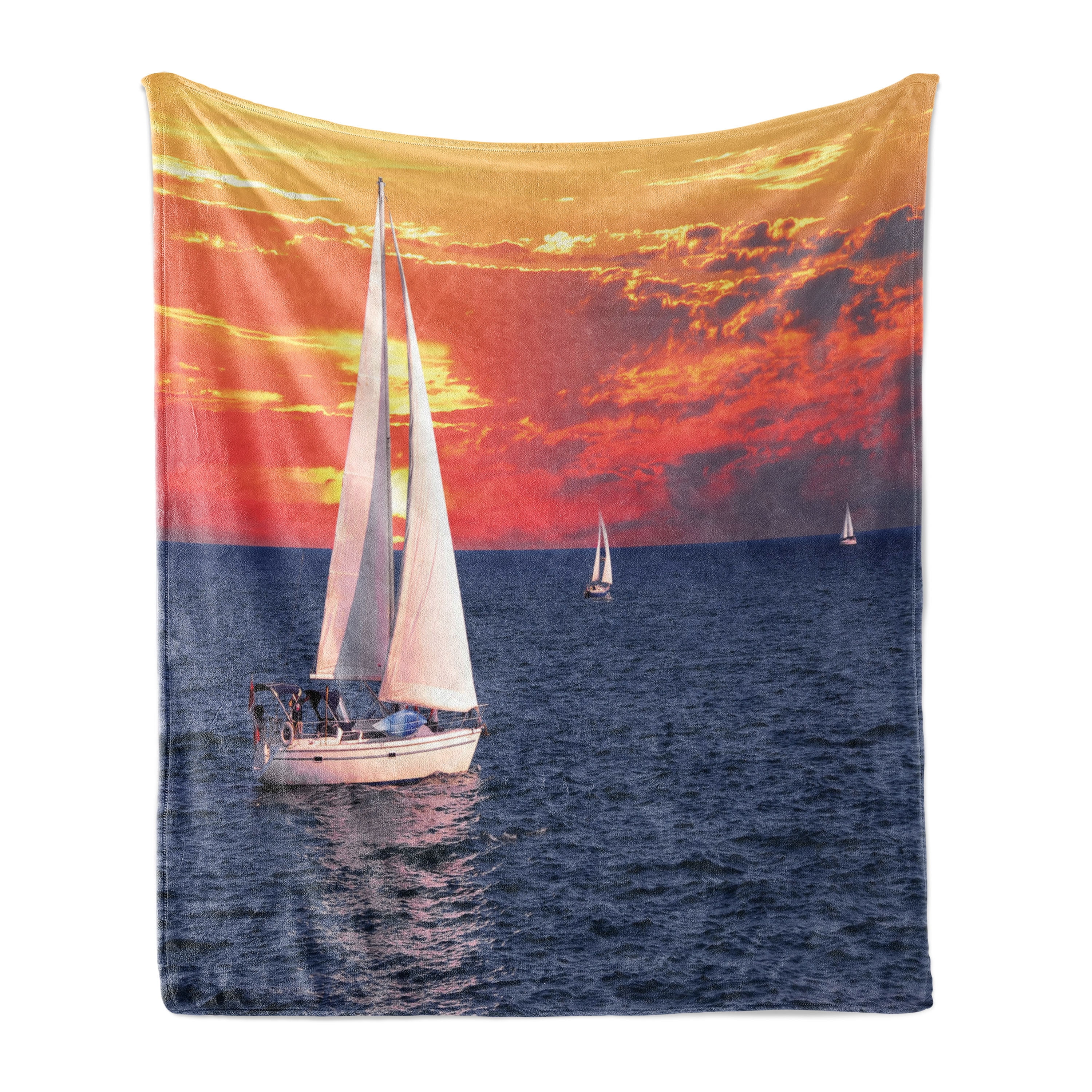 Sailboat Soft Flannel Fleece Throw Blanket, Sailboat Sailing on a Calm ...